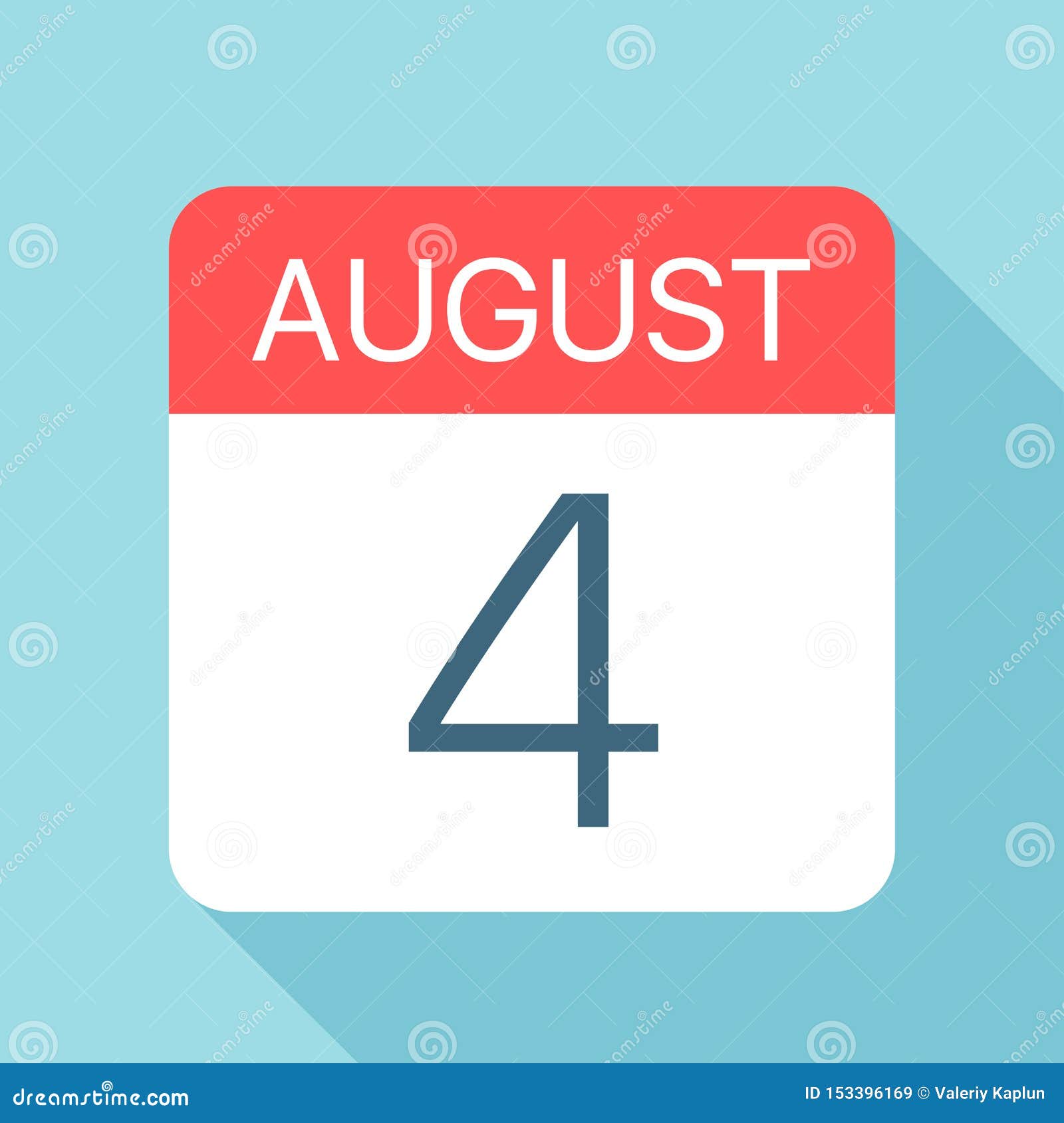 August 4 - Calendar Icon. Vector Illustration of One Day of Month Stock ...