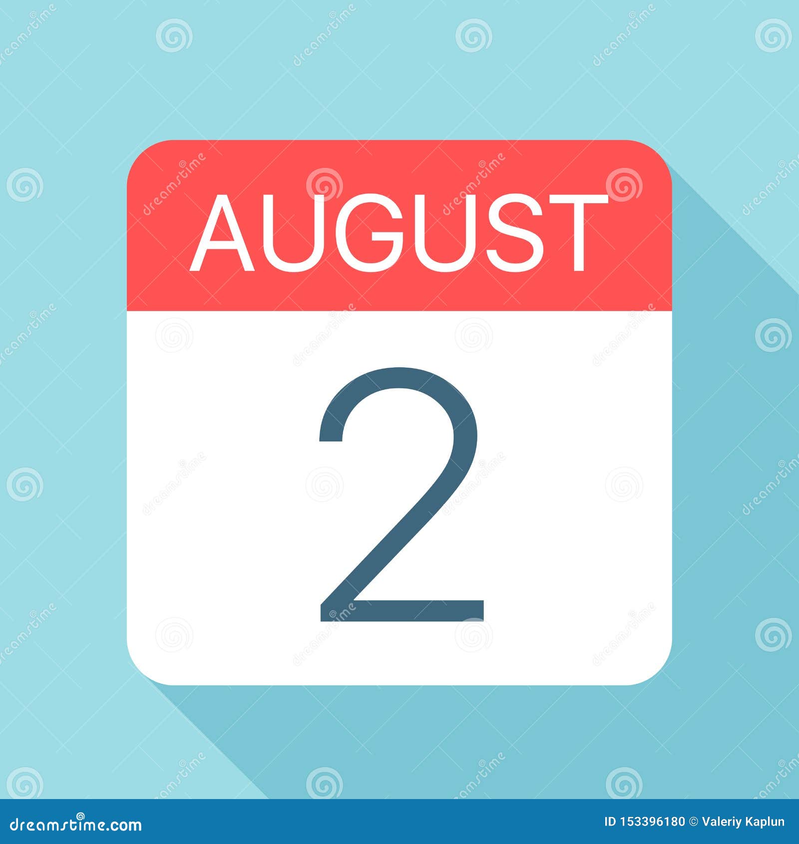 August 2 - Calendar Icon. Vector Illustration of One Day of Month Stock ...