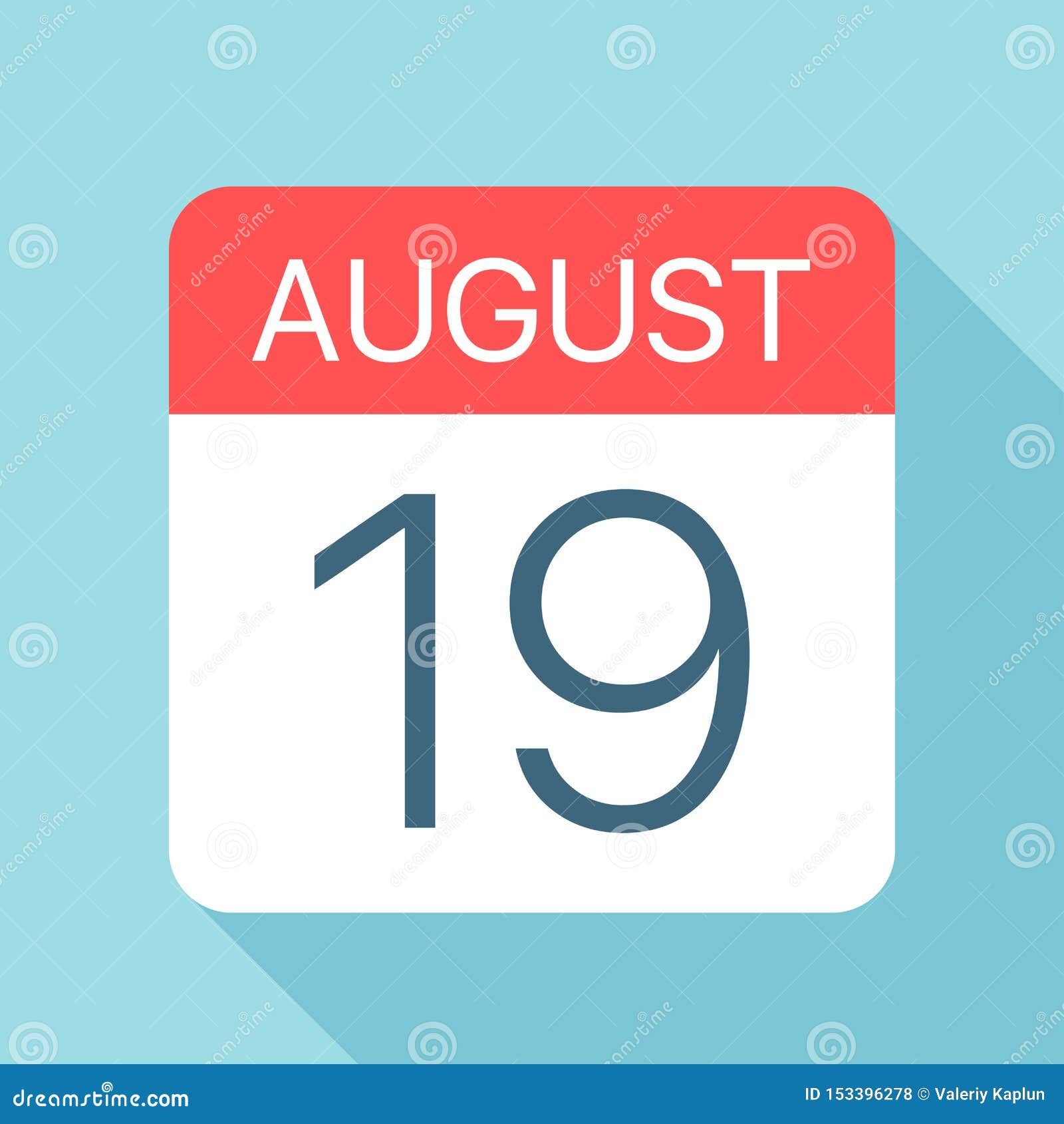August 19 - Calendar Icon. Vector Illustration of One Day of Month ...