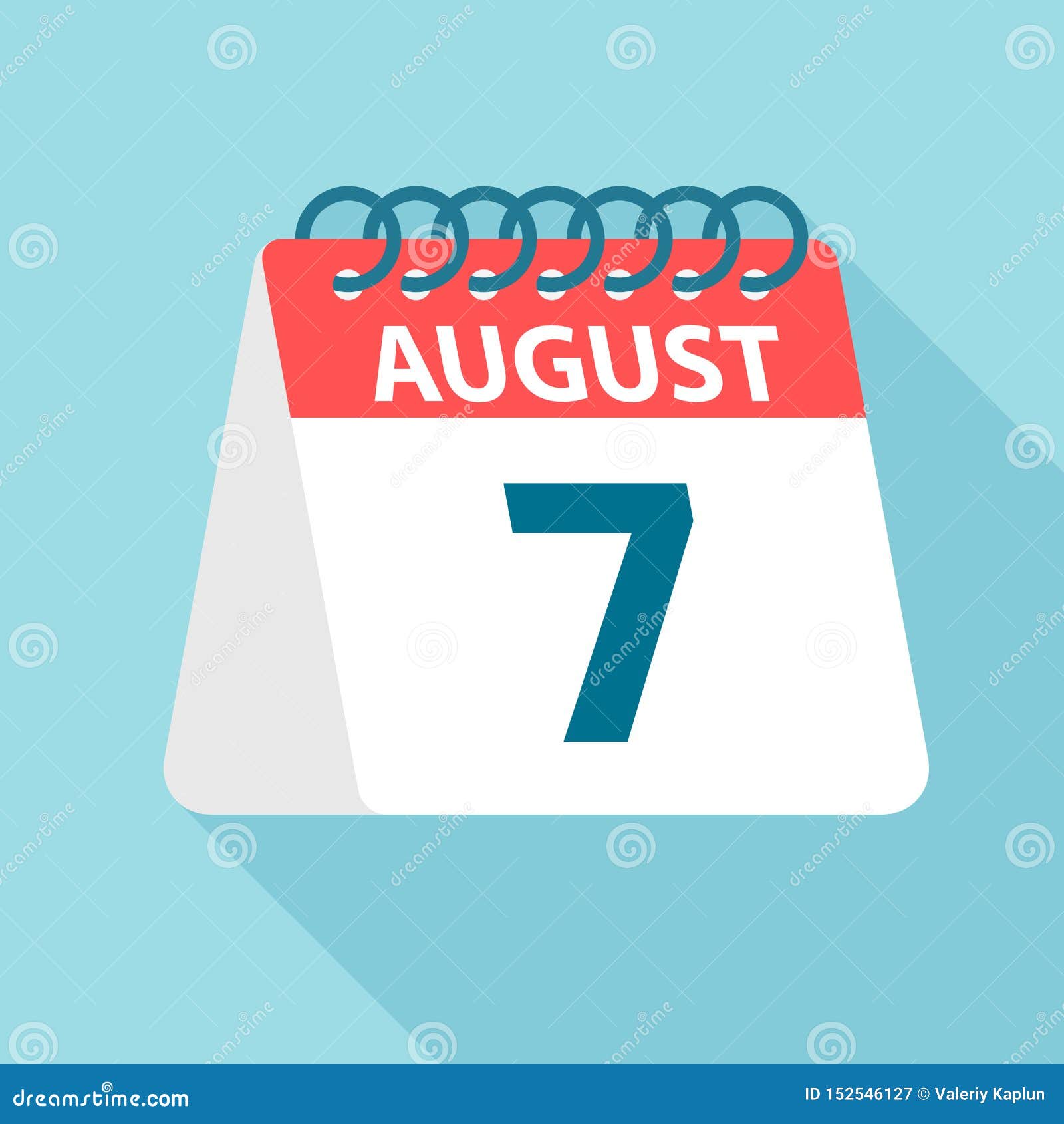 August 7 - Calendar Icon. Vector Illustration of One Day of Month ...
