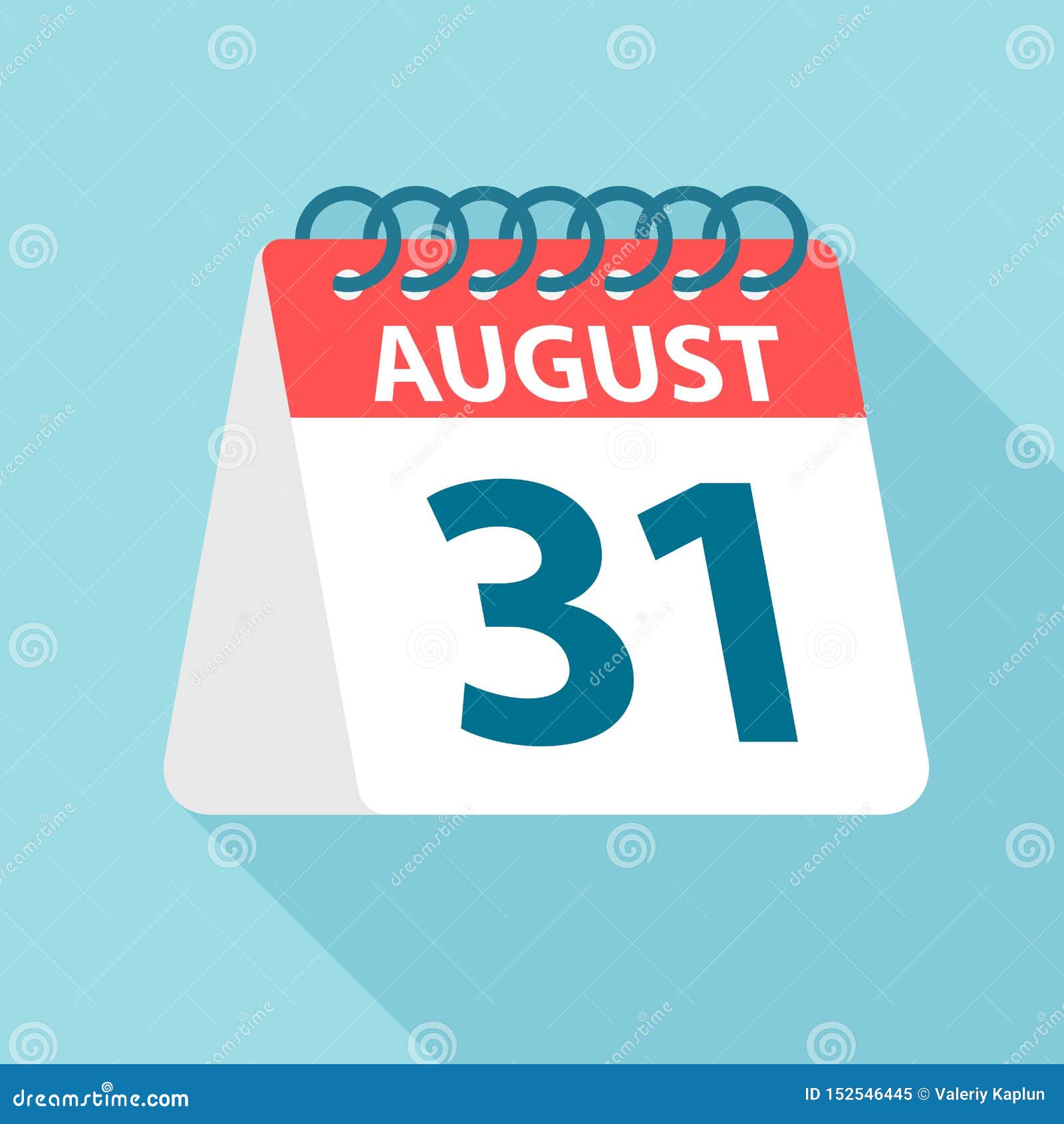 August 31 - Calendar Icon. Vector Illustration of One Day of Month ...