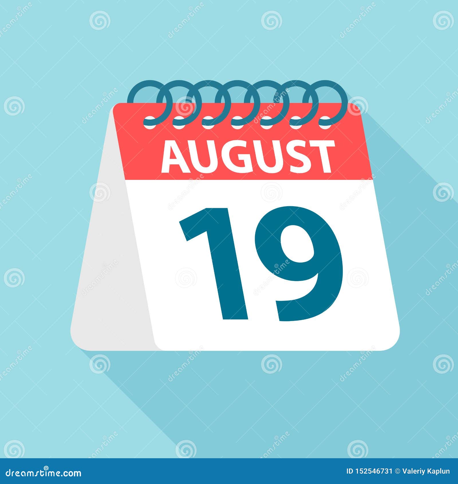 August 19 - Calendar Icon. Vector Illustration of One Day of Month ...