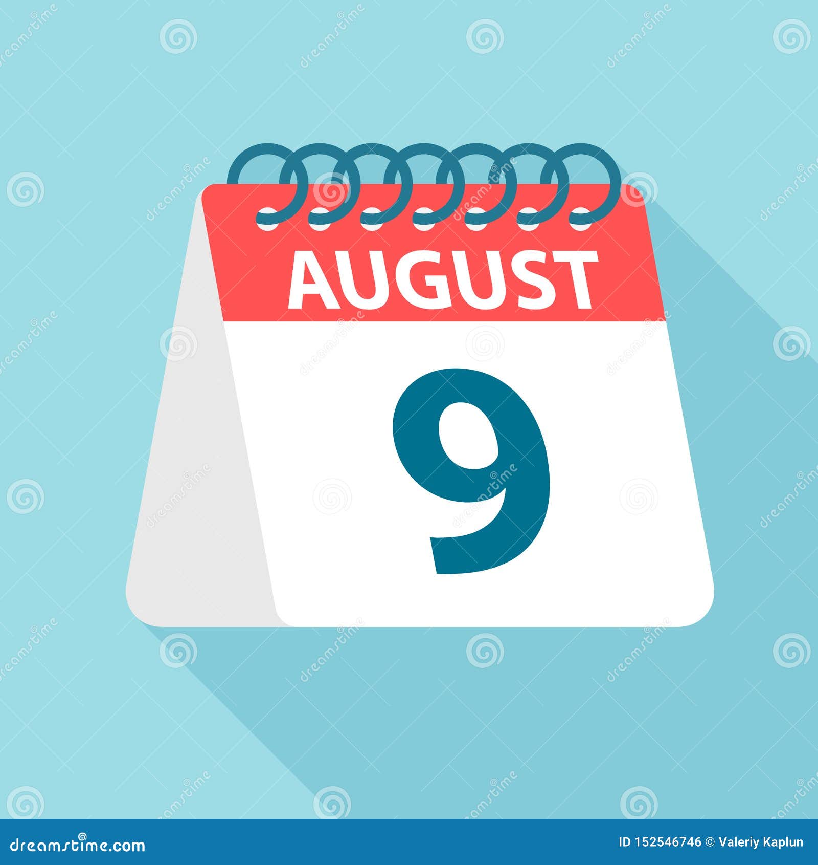 August 9 - Calendar Icon. Vector Illustration of One Day of Month ...
