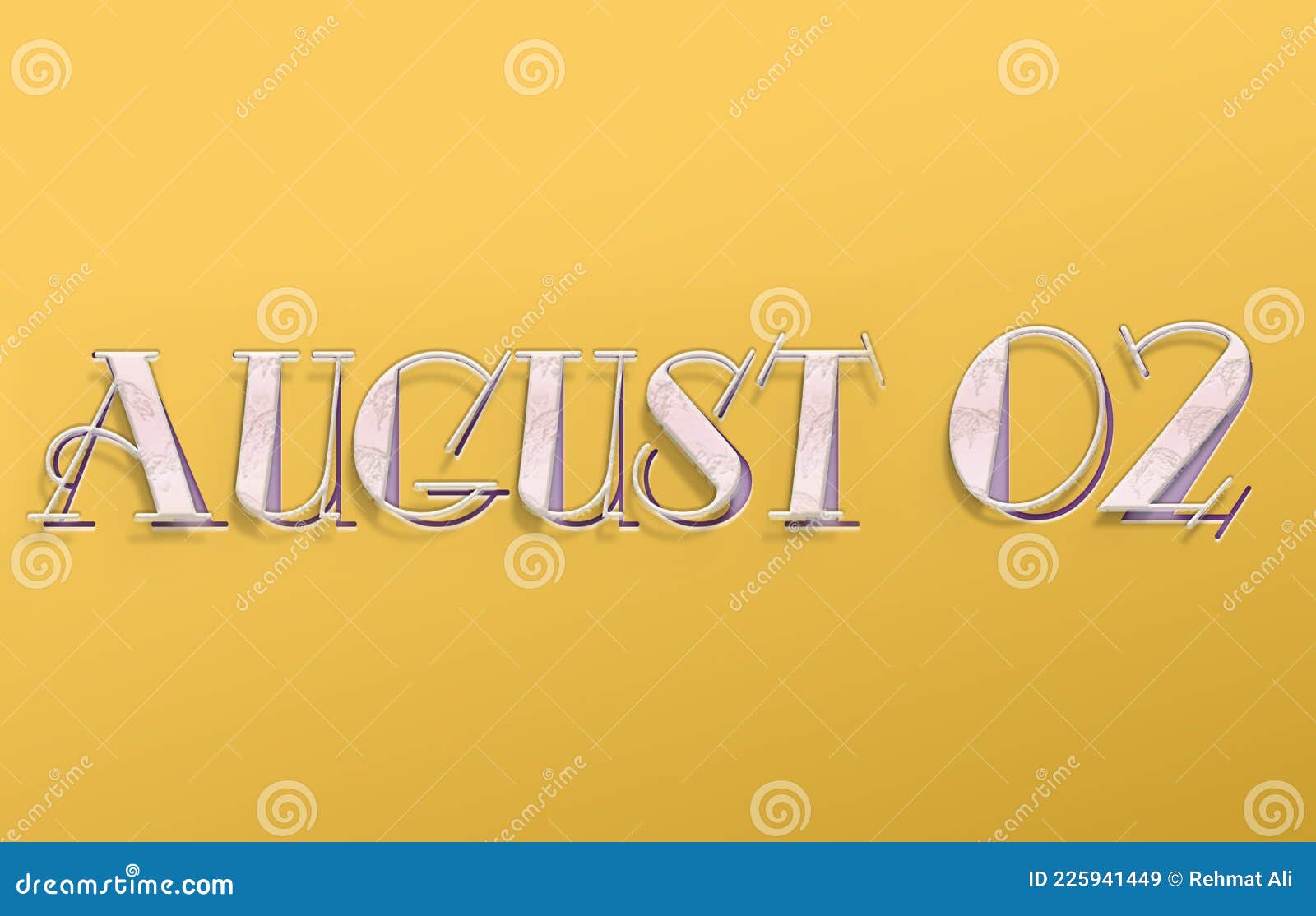 02 August, Calendar Icon. on Yellow Background Stock Illustration ...