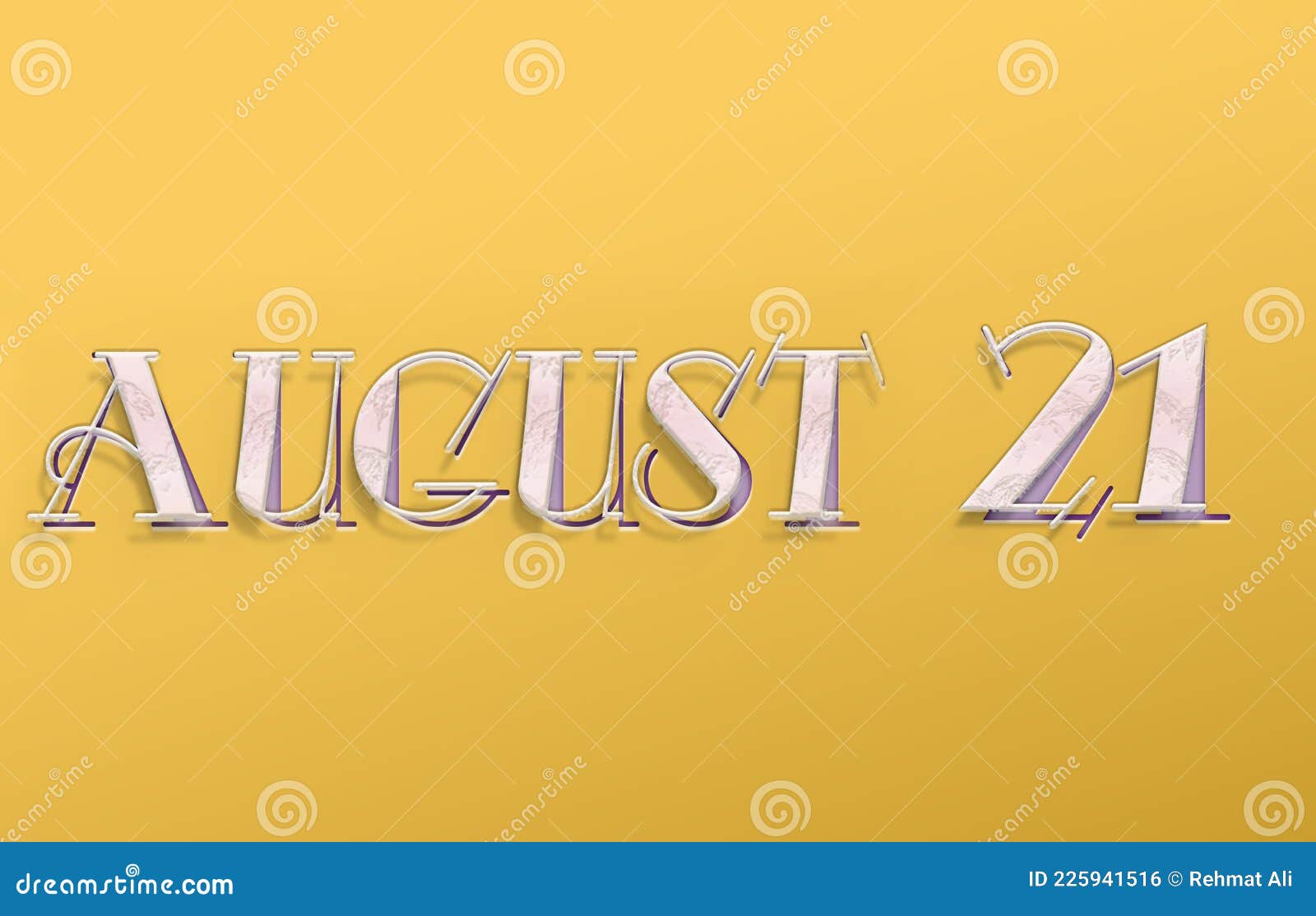 21 August, Calendar Icon. on Yellow Background Stock Illustration ...