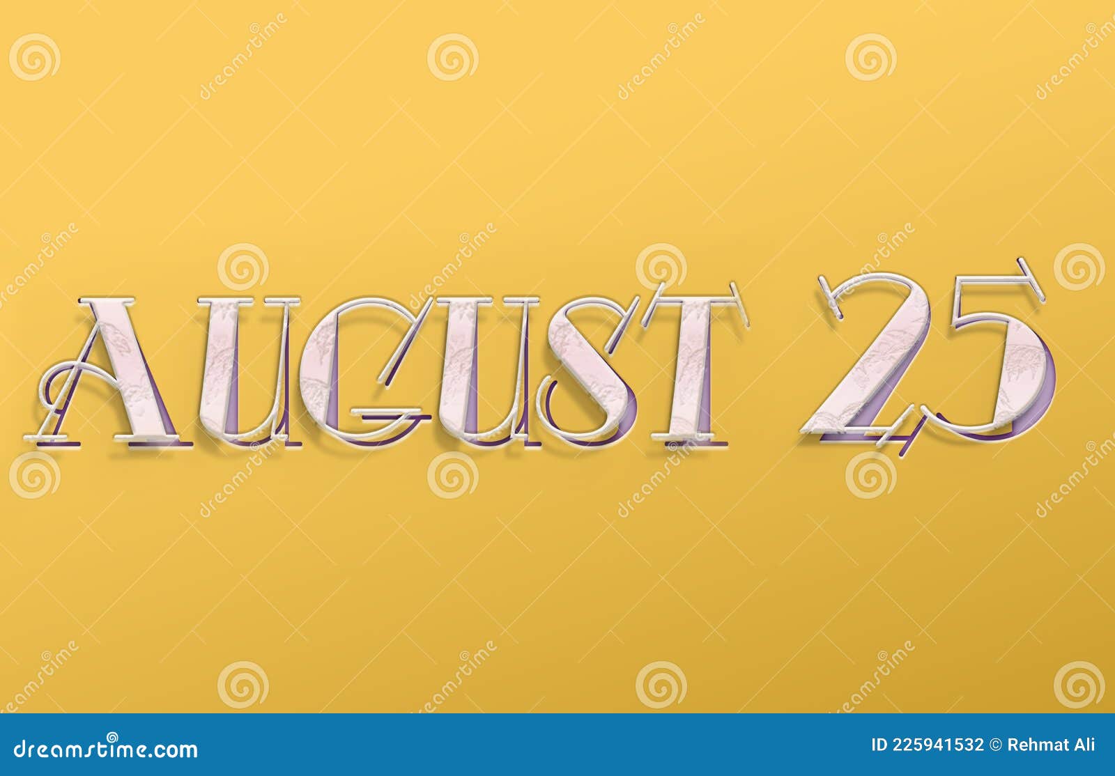 25 August, Calendar Icon. on Yellow Background Stock Illustration ...