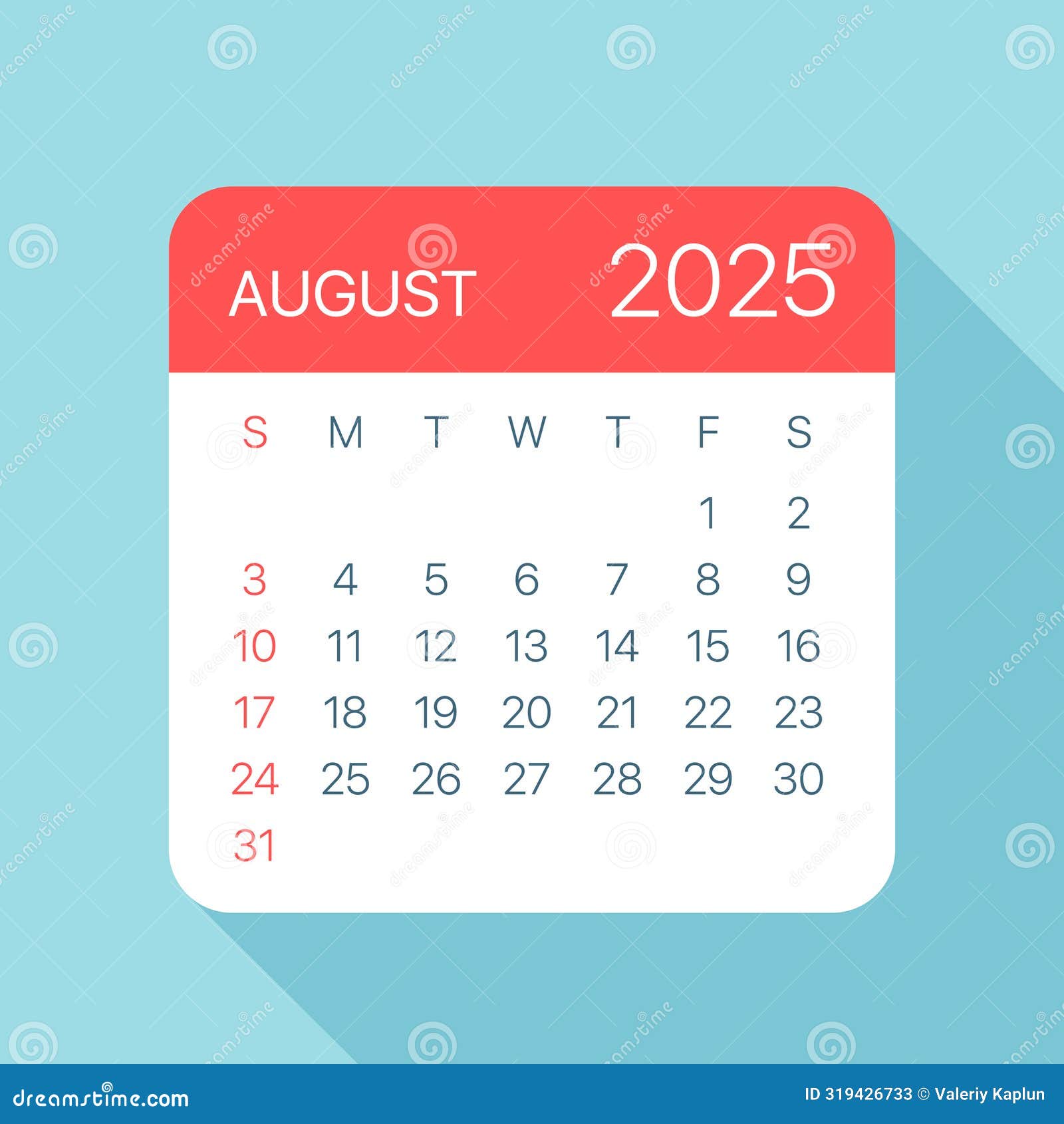 August 2025 Calendar Leaf - Vector Illustration Stock Vector ...