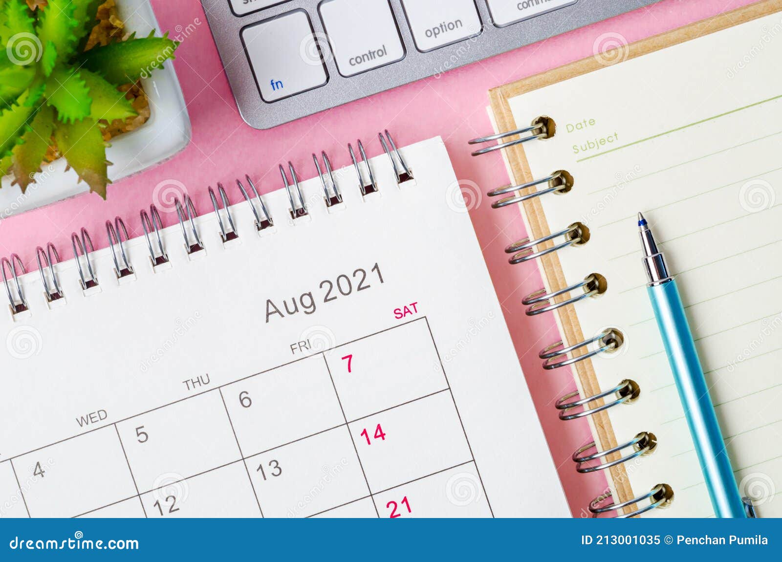August 2021 Calendar with Note Book Stock Image - Image of planner ...