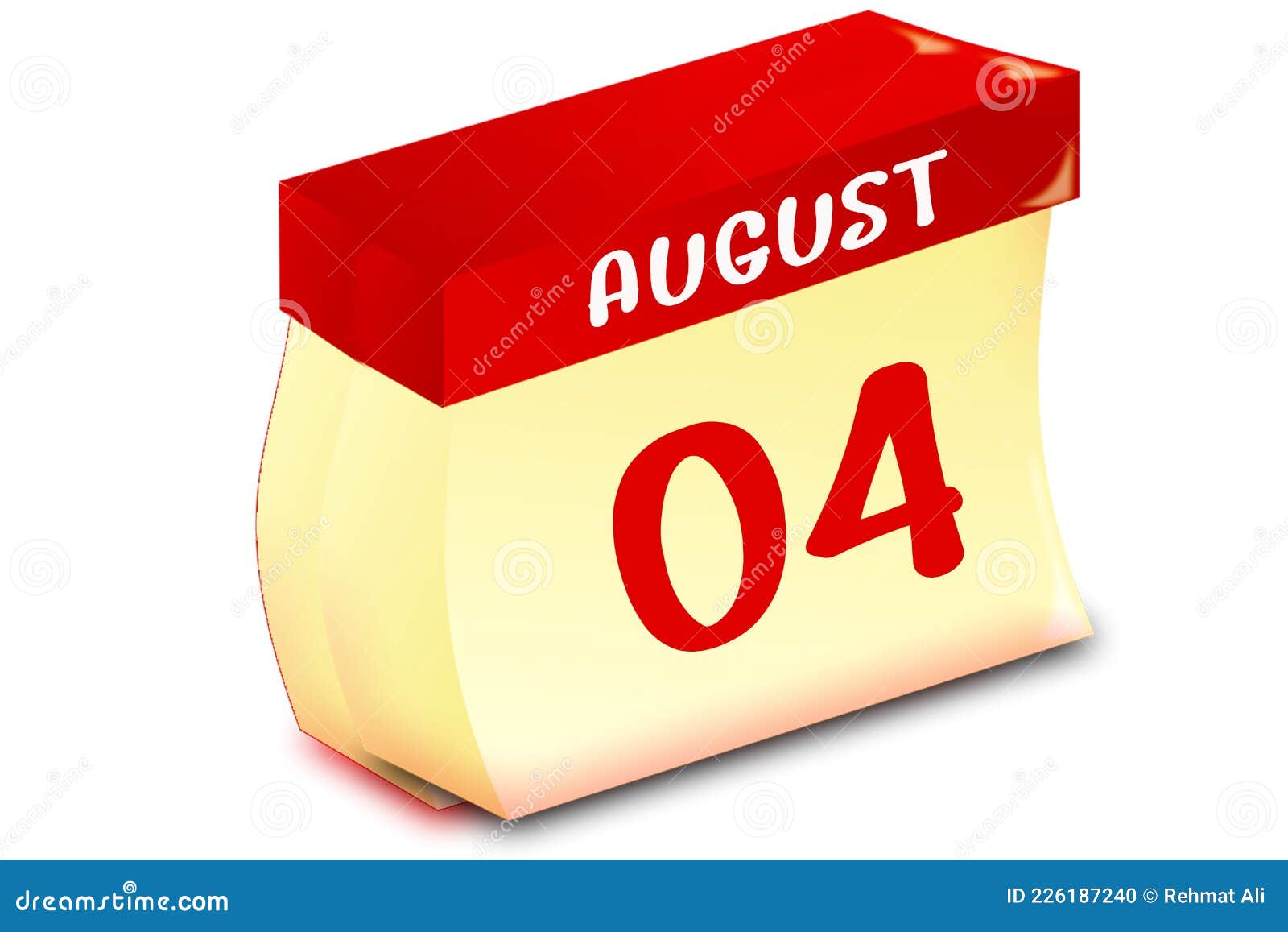 04 August Calendar, on White Background Stock Illustration ...
