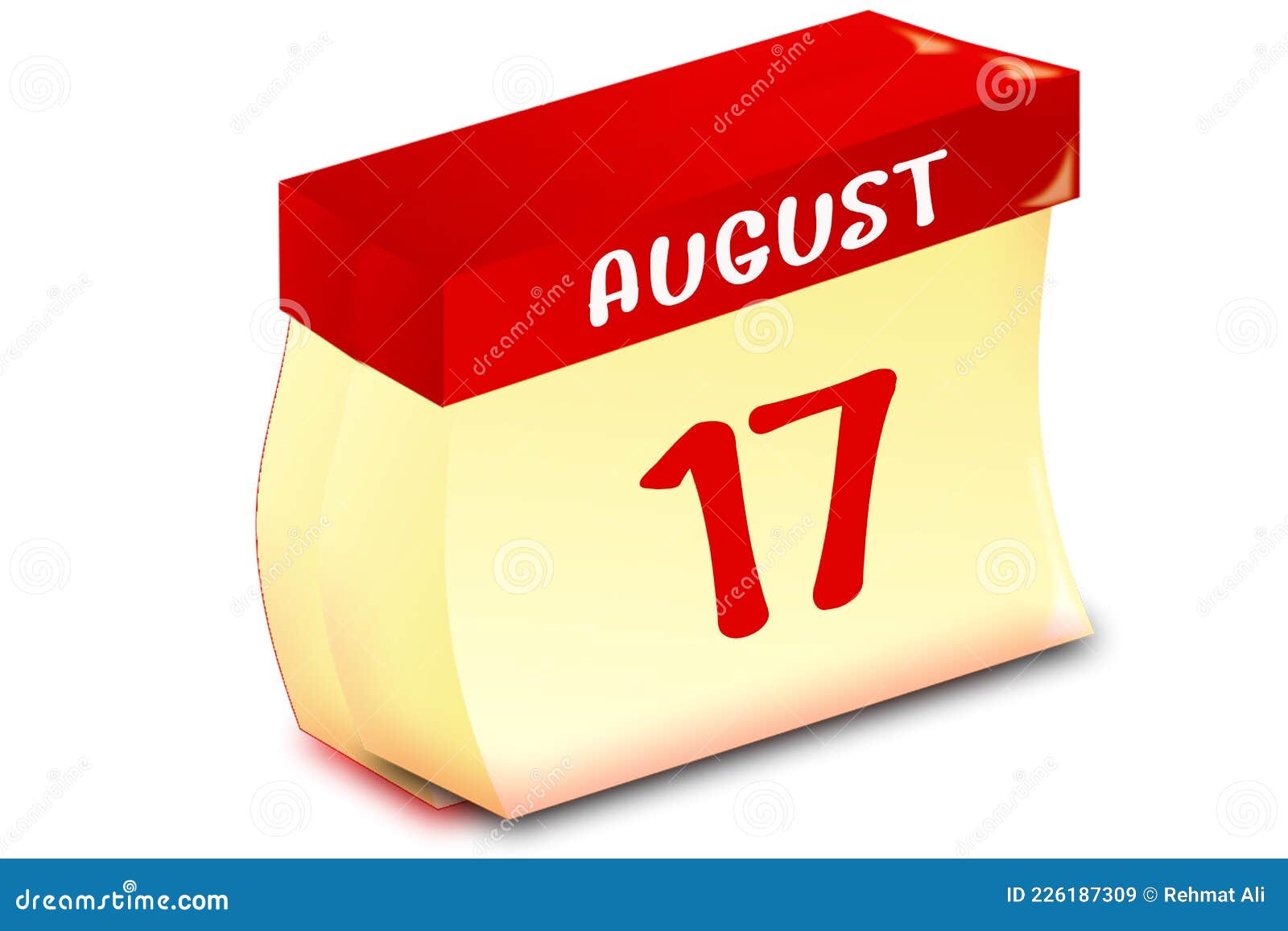 17 August Calendar, on White Background Stock Illustration ...