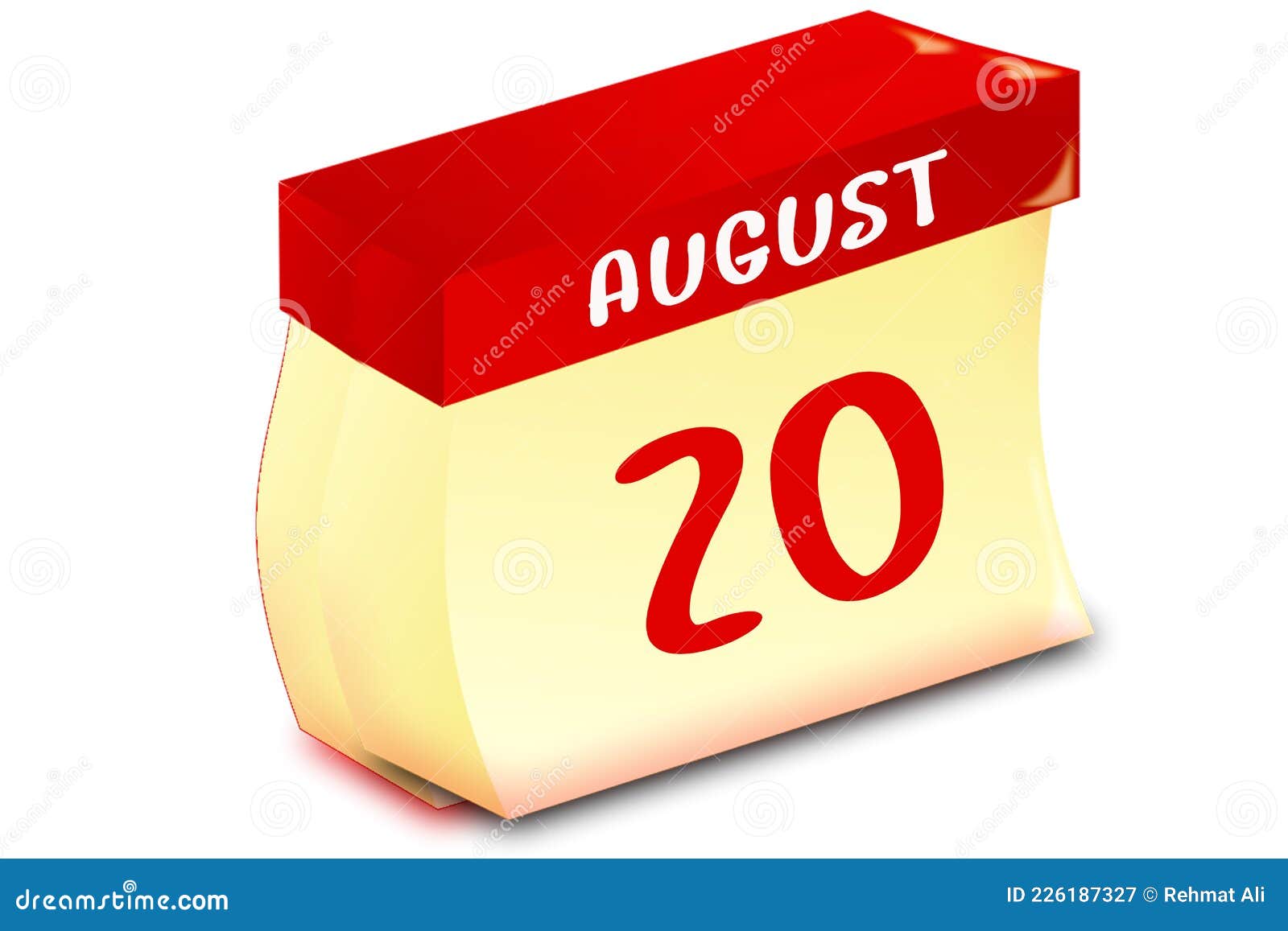 20 August Calendar, on White Background Stock Illustration ...