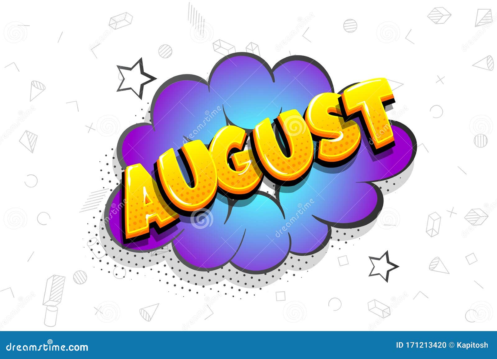 August Comic Text Speech Bubble Pop Art Stock Vector - Illustration of ...