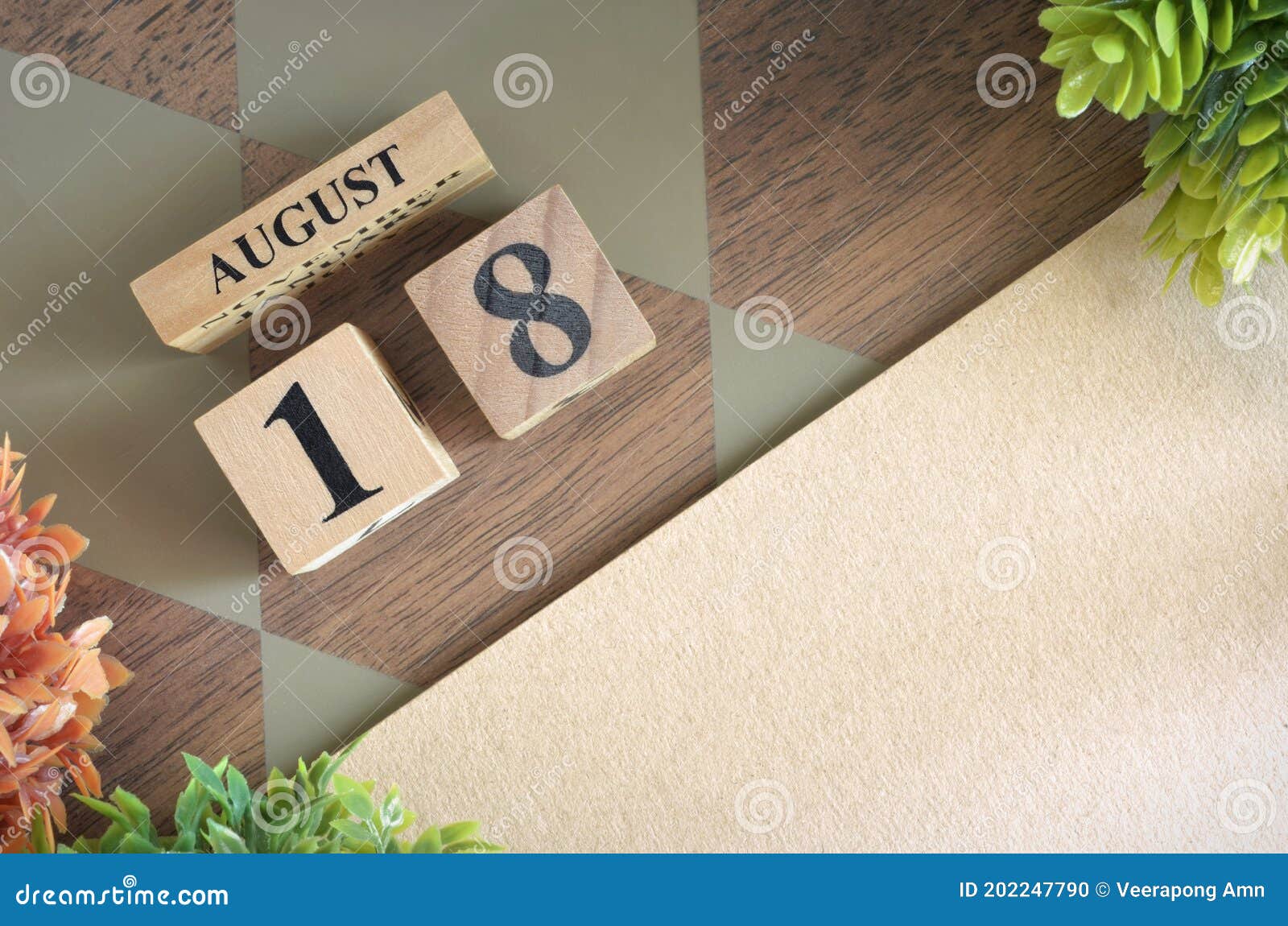 August 18, Date Design in Natural Concept. Stock Photo - Image of cover ...