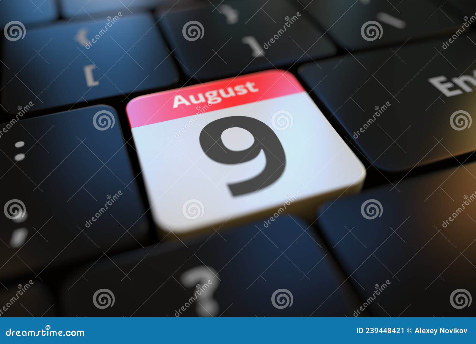 August 9 Date on a Keyboard Key, 3d Rendering Stock Image - Image of ...