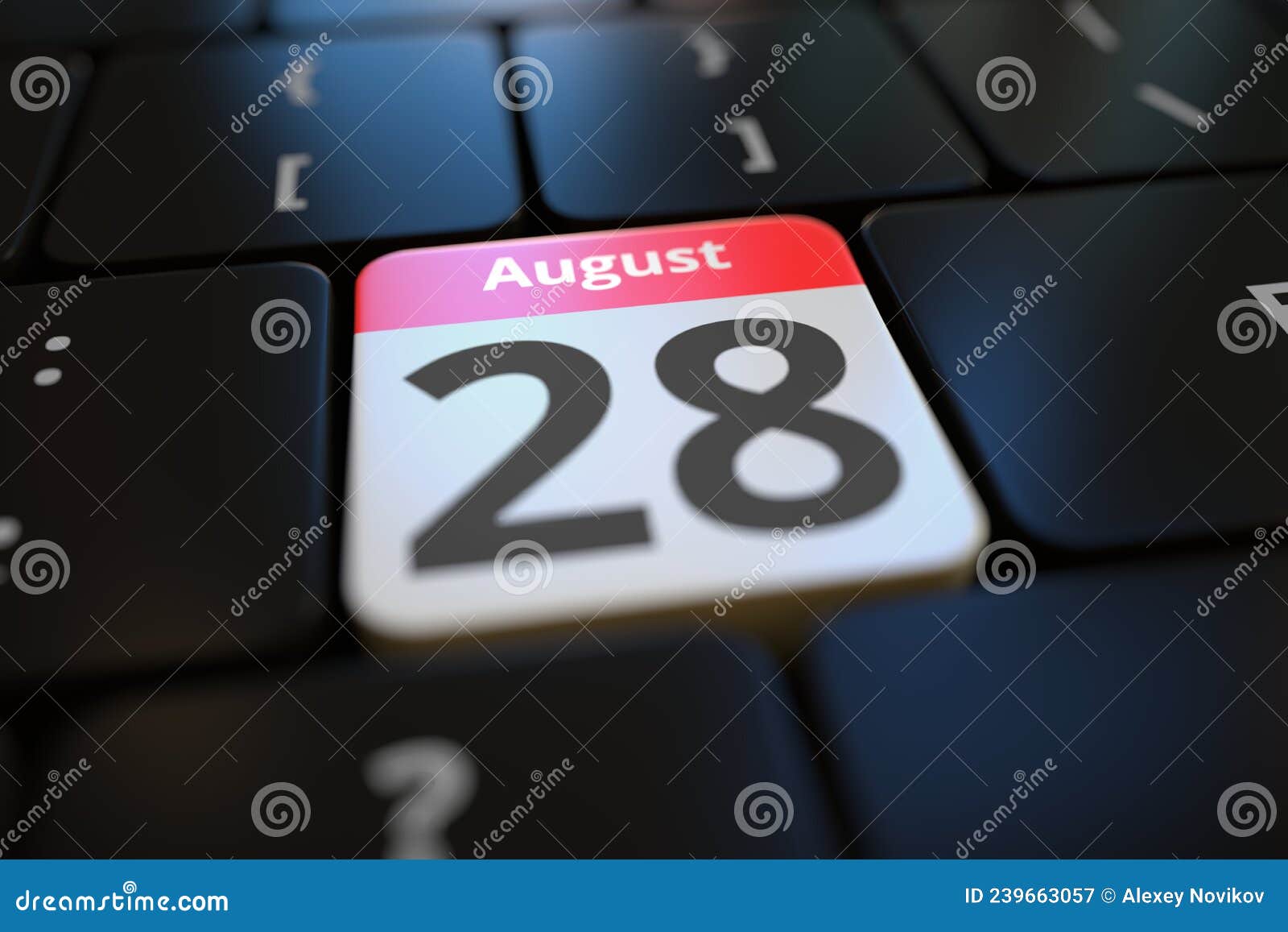 August 28 Date on a Keyboard Key, 3d Rendering Stock Image - Image of ...