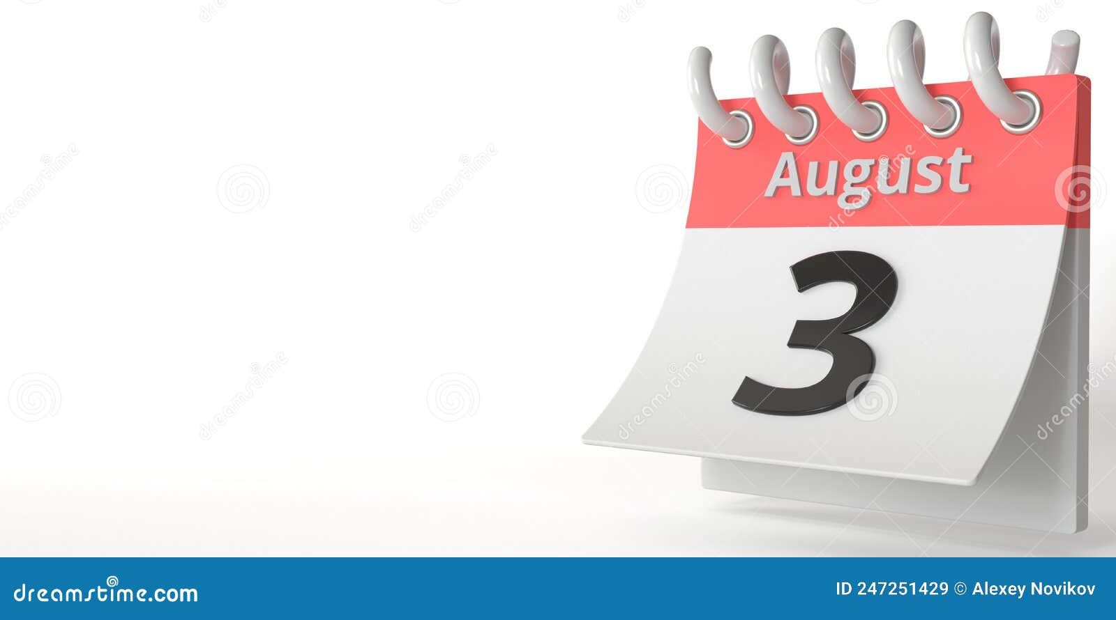 August 3 Date on a Tear-off Calendar, 3d Rendering Stock Illustration ...