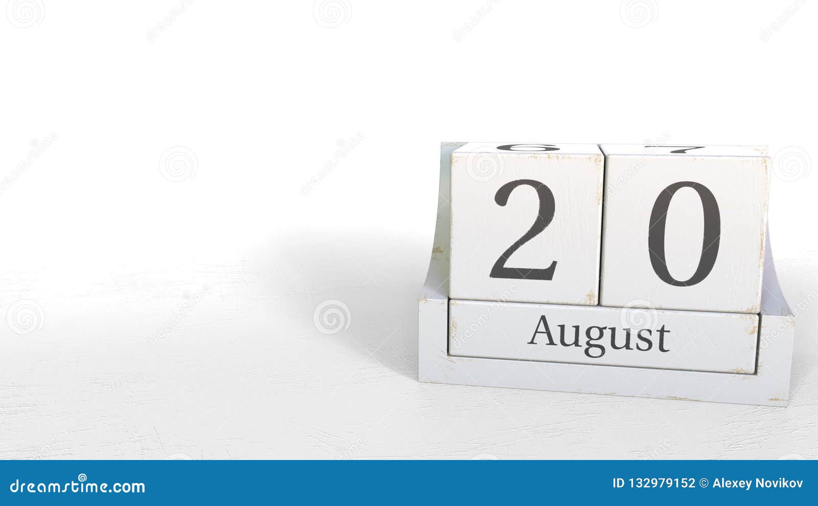 August 20 Date on Wood Bricks Calendar. 3D Rendering Stock Illustration ...