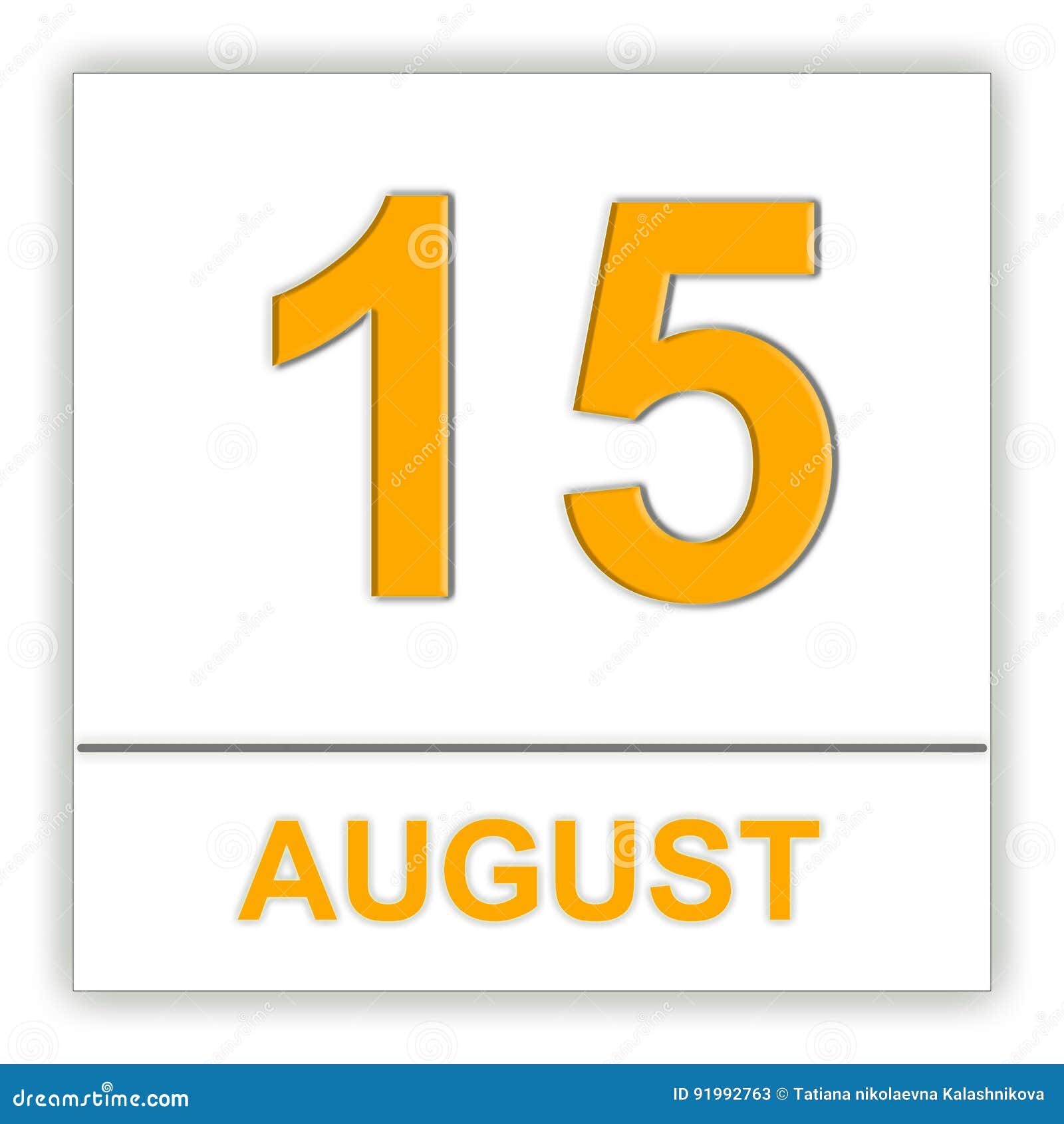 August 15. Day on the Calendar Stock Illustration - Illustration of ...
