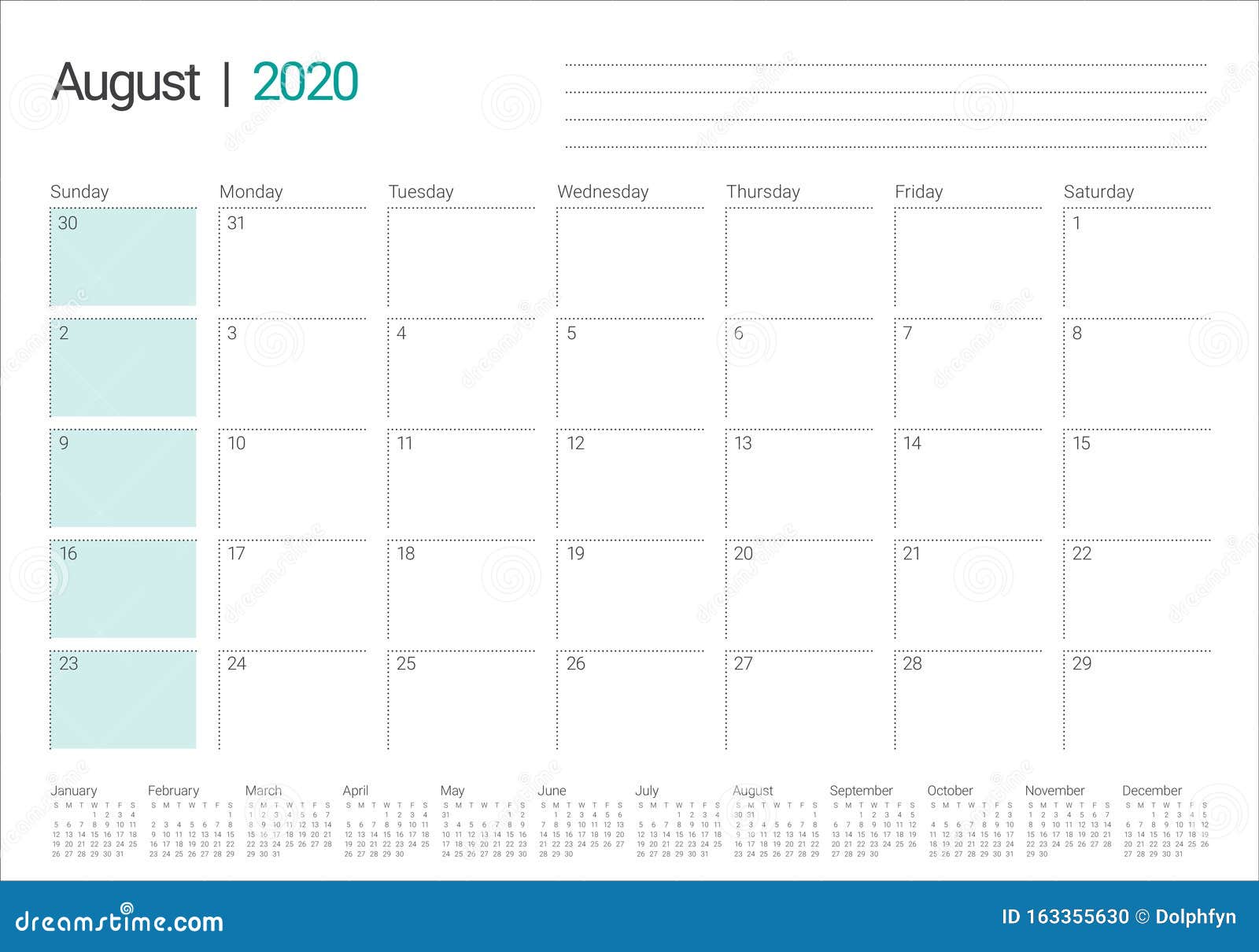 August 2020 Desk Calendar Vector Illustration Stock Vector ...