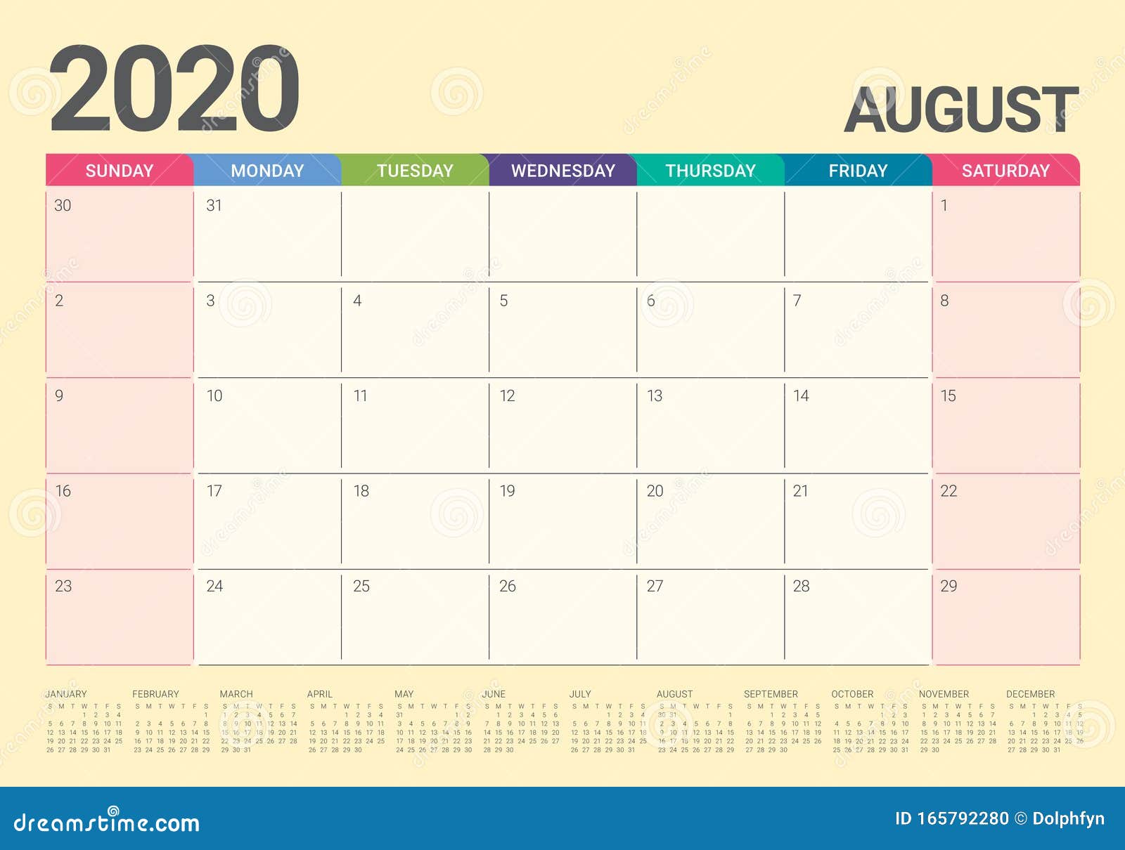 August 2020 Desk Calendar Vector Illustration Stock Vector ...