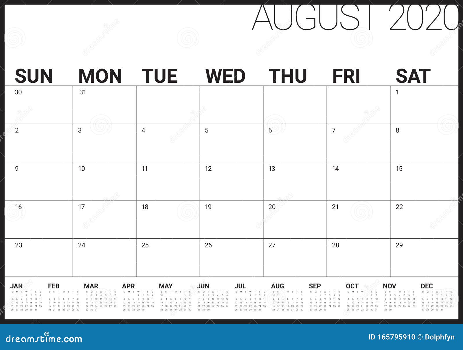 August 2020 Desk Calendar Vector Illustration Stock Vector ...