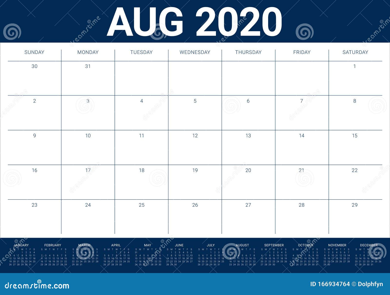 August 2020 Desk Calendar Vector Illustration Stock Vector ...