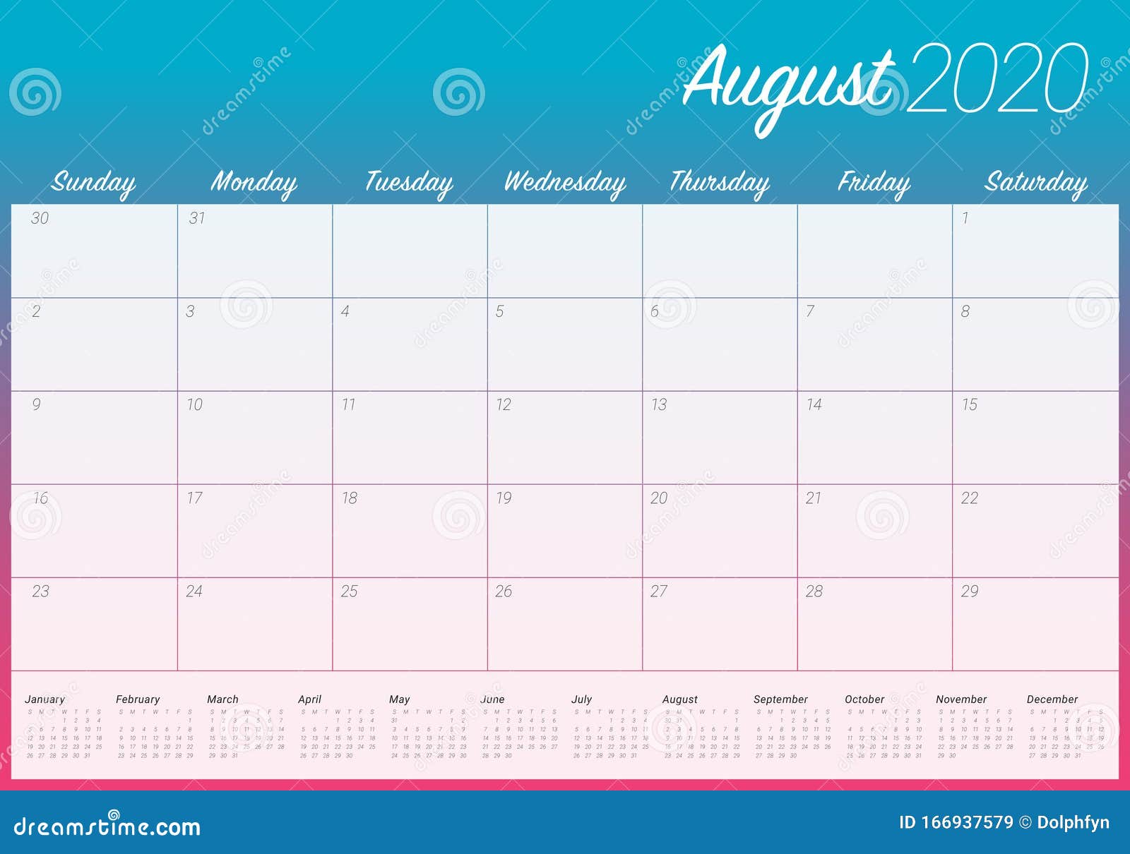 August 2020 Desk Calendar Vector Illustration Stock Vector ...