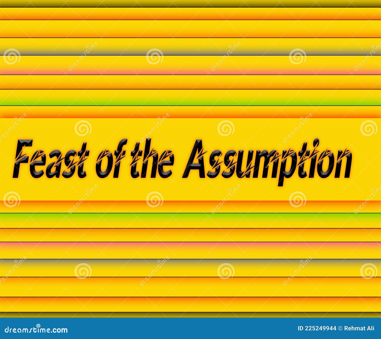 August, Feast of the Assumption, Black Text Effect on Yellow Background ...