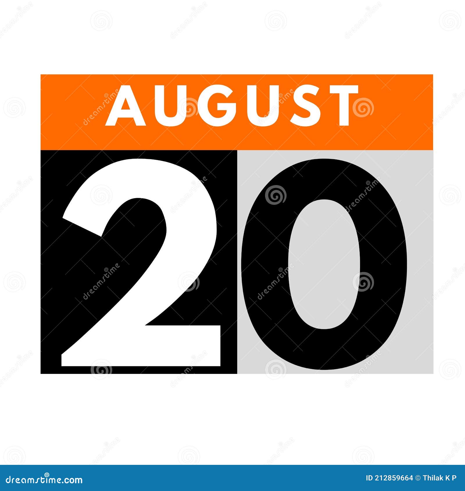 August 20 . Flat daily Calendar Icon .date ,day, Month Stock ...