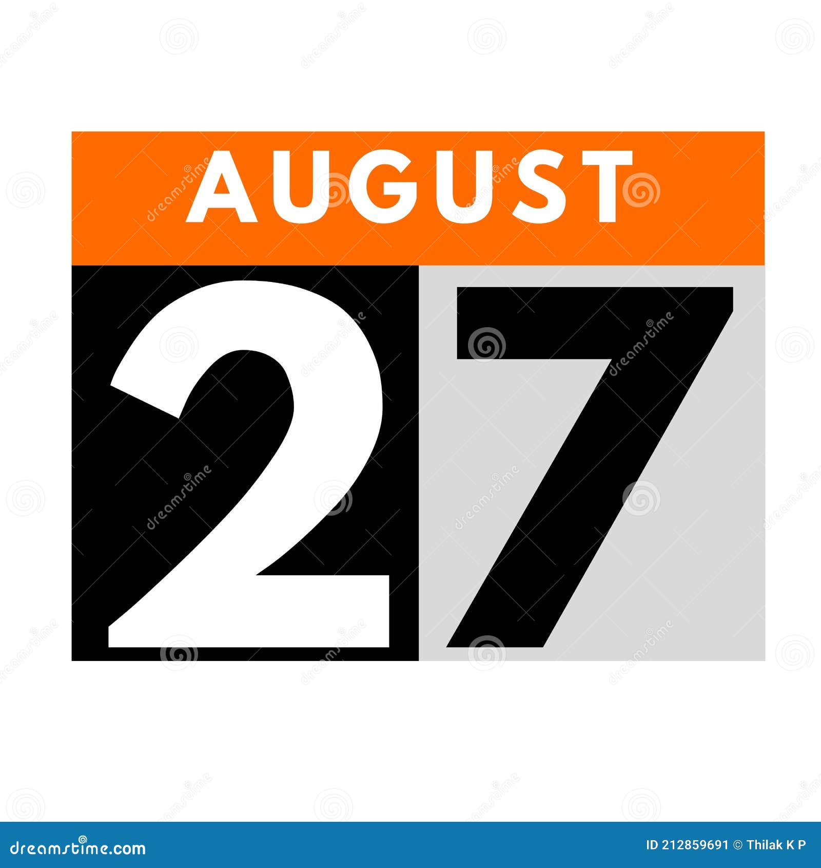 August 27 . Flat daily Calendar Icon .date ,day, Month Stock ...