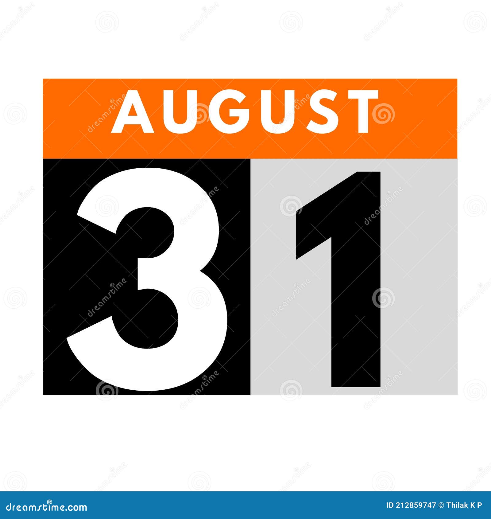 August 31 . Flat daily Calendar Icon .date ,day, Month Stock ...