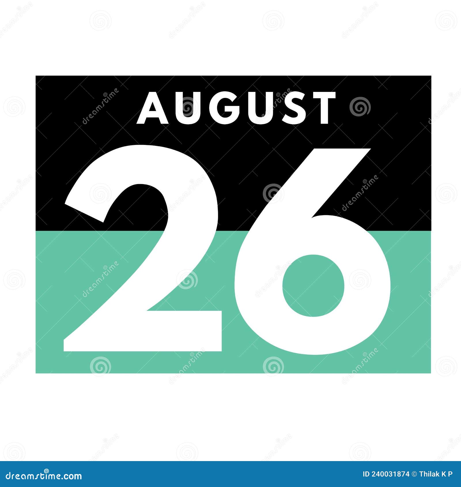 August 26 . Flat daily Calendar Icon .date ,day, Month Stock ...