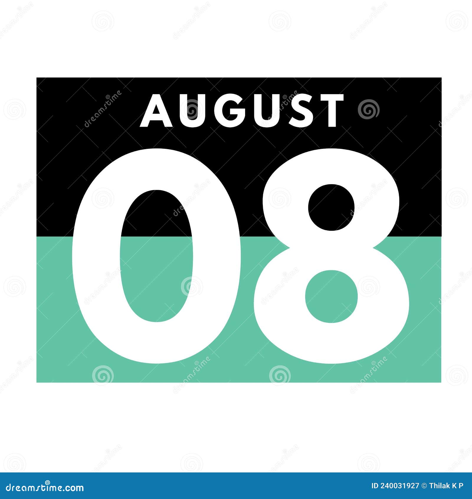 August 8 . Flat daily Calendar Icon .date ,day, Month Stock ...