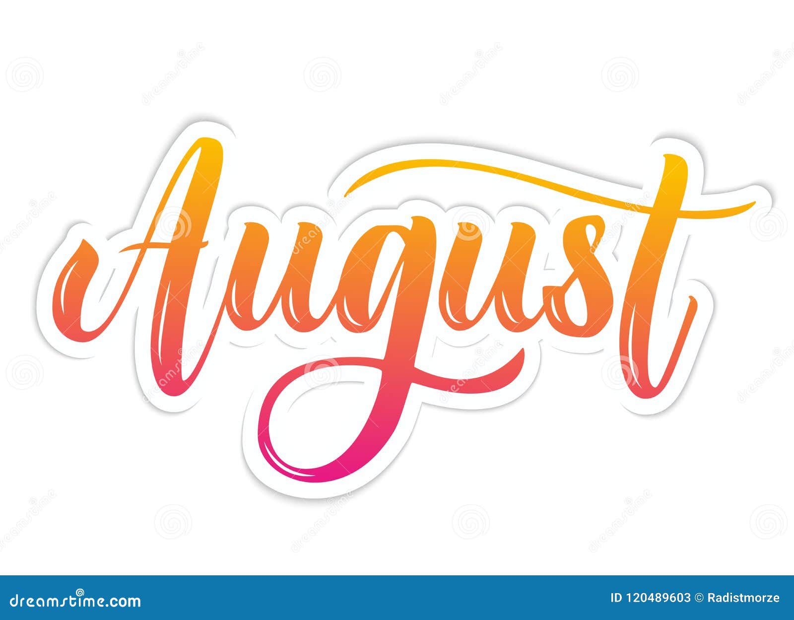 August Hand Drawn Lettering. Stock Illustration - Illustration of ...