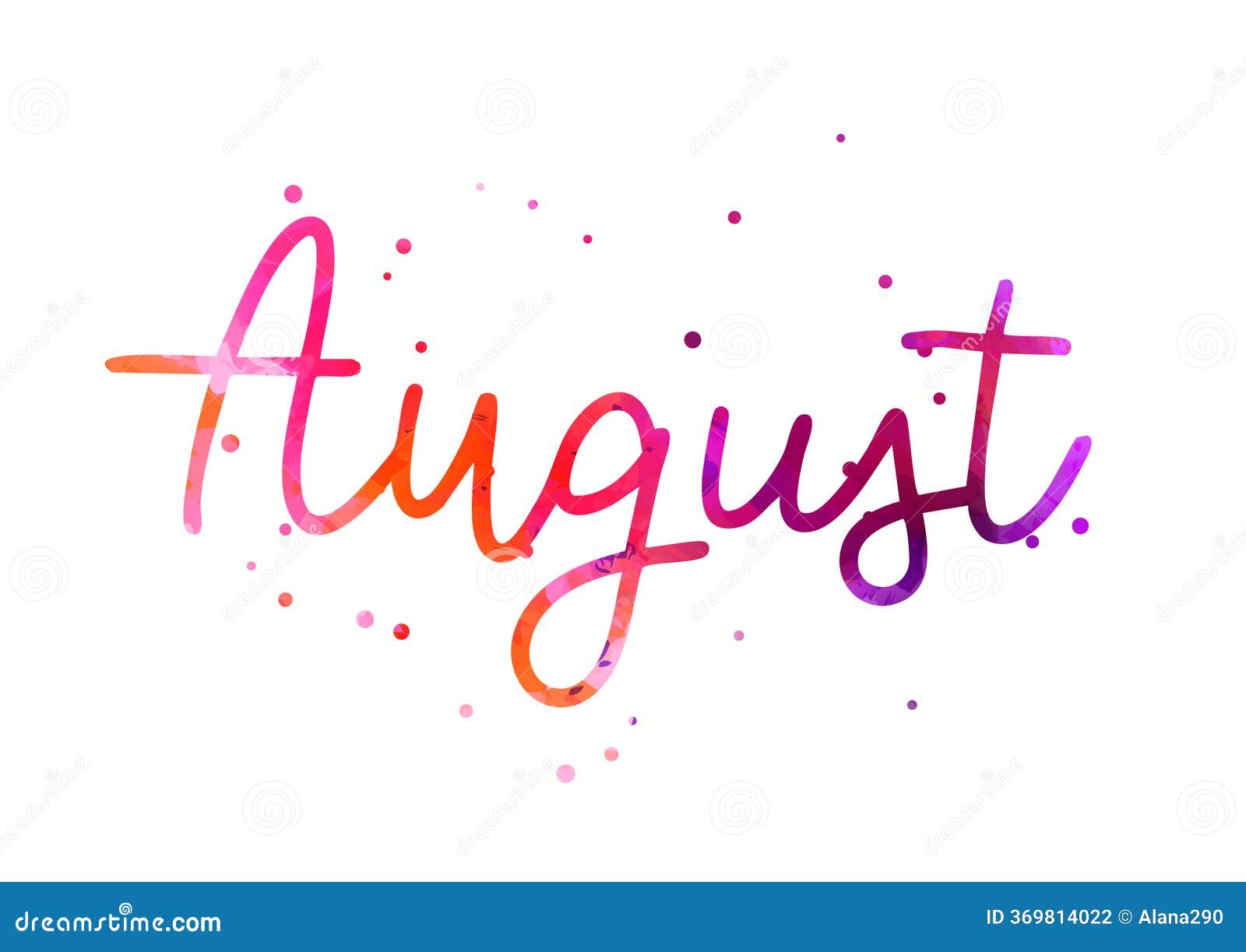 August Handwritten Text Inscription. Modern Hand Drawing Calligraphy ...