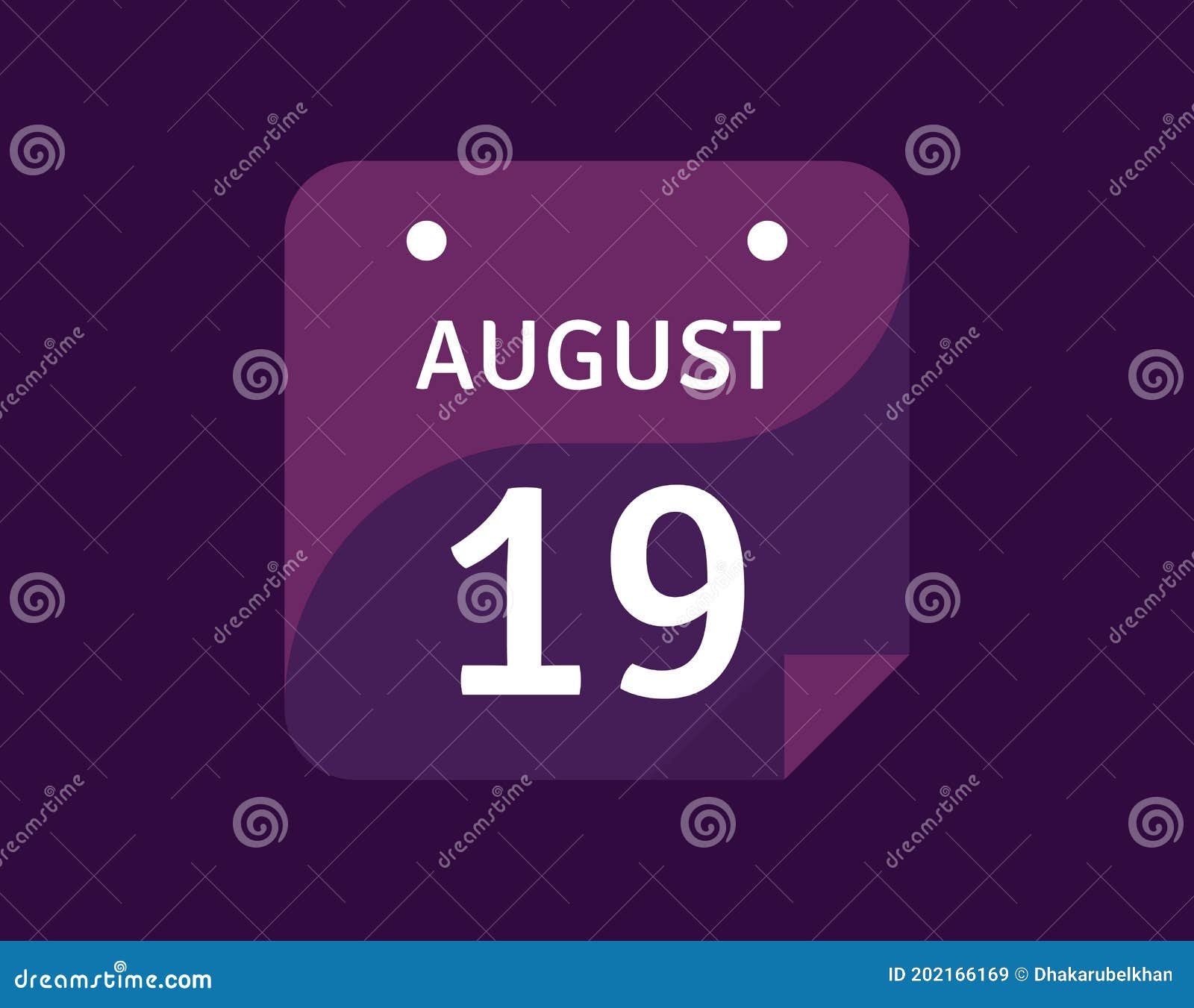 19 August, August 19 Icon Single Day Calendar Vector Illustration Stock ...