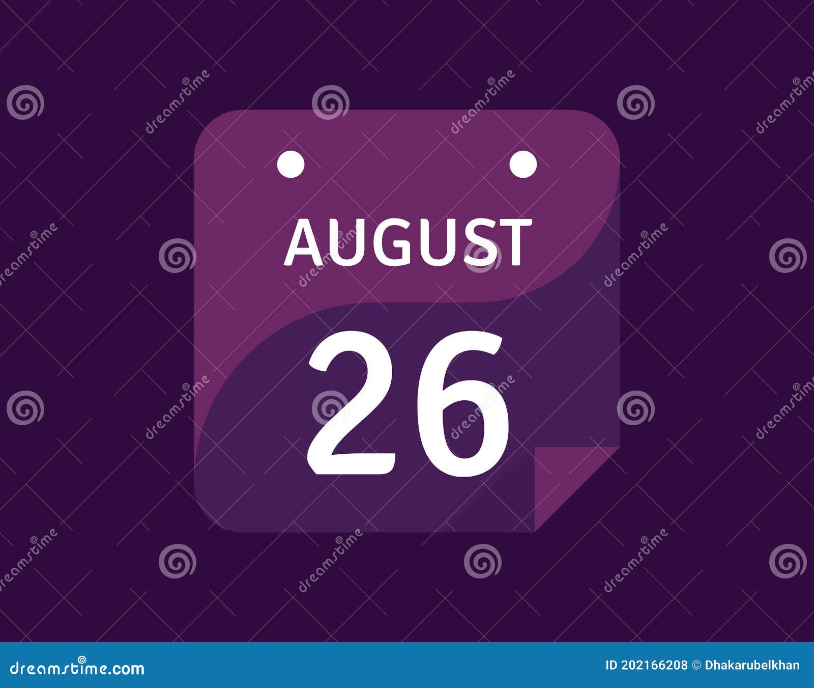 26 August, August 26 Icon Single Day Calendar Vector Illustration Stock ...