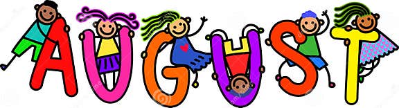 August Kids ilustração stock. Ilustração de alegria, palavra - 77491258