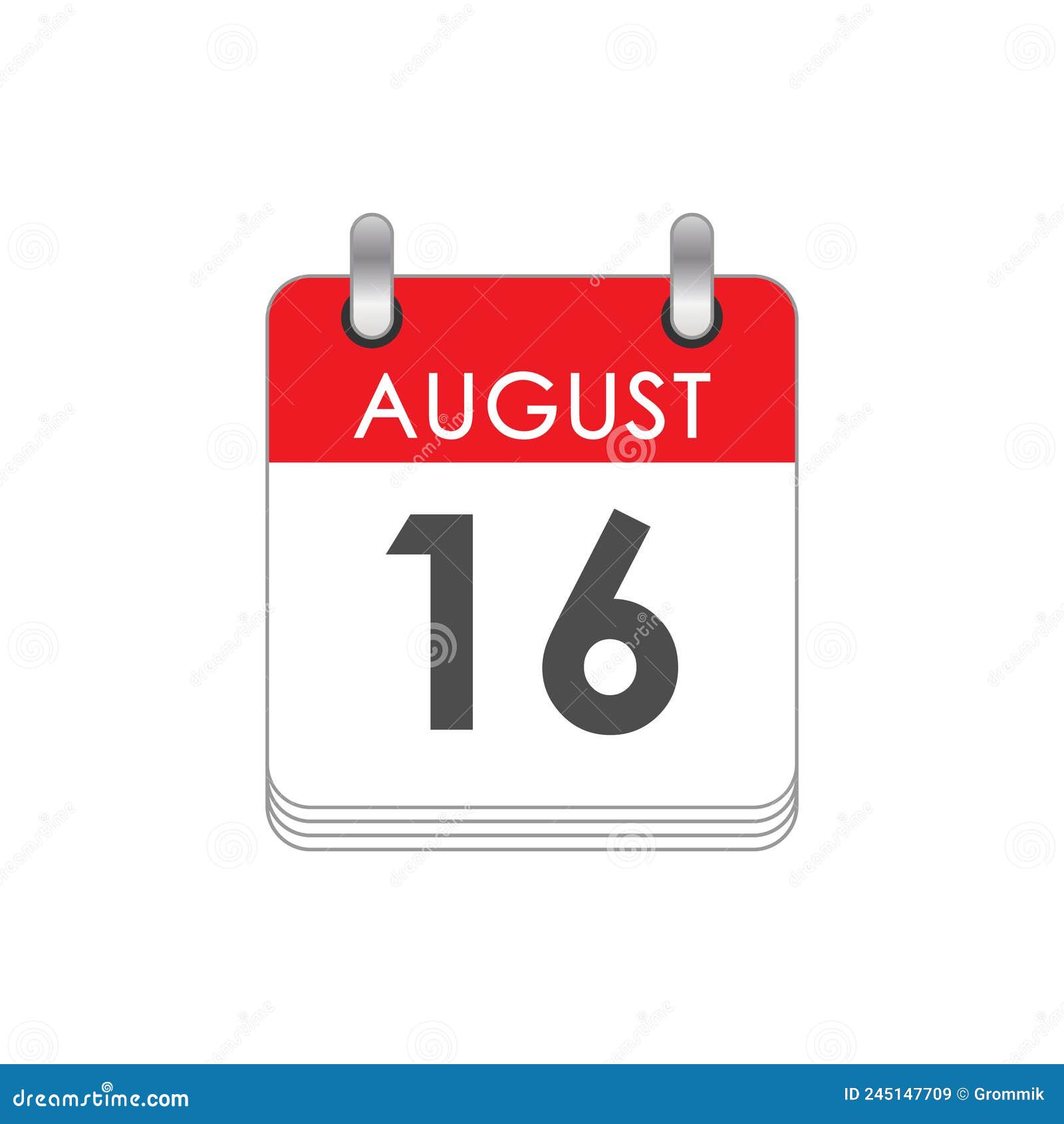 August 16. a Leaf of the Flip Calendar with the Date of August 16 Stock ...