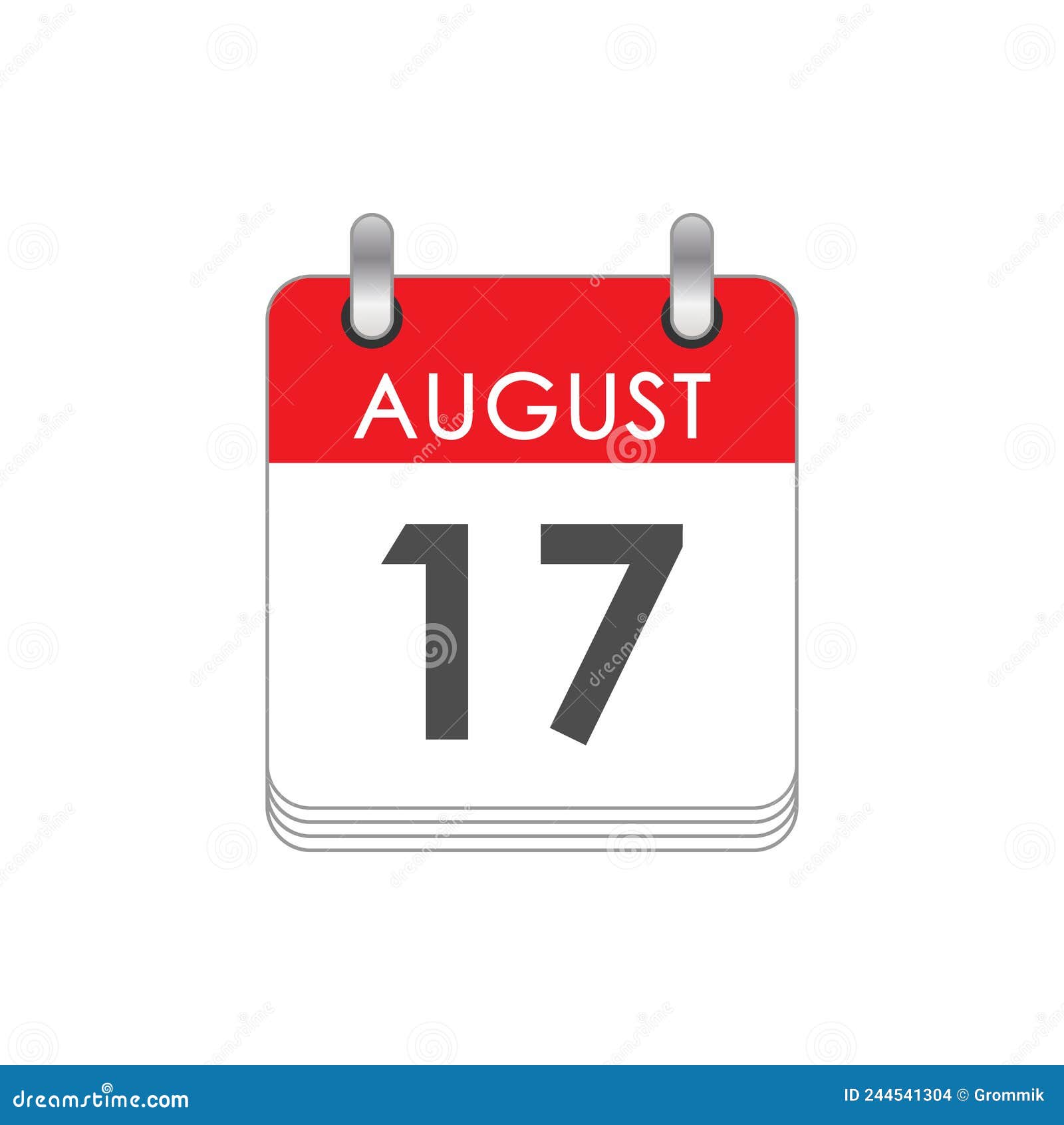 August 17. a Leaf of the Flip Calendar with the Date of August 17 Stock ...