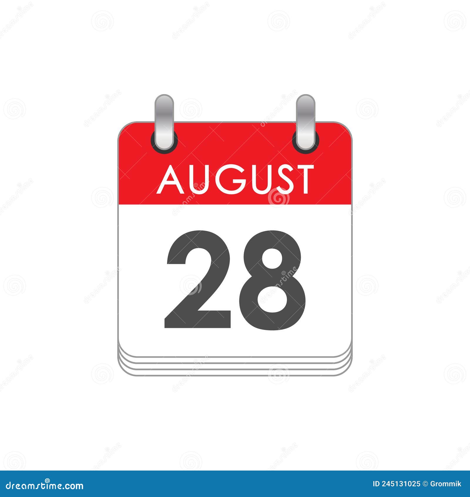 August 28. a Leaf of the Flip Calendar with the Date of August 28 Stock ...
