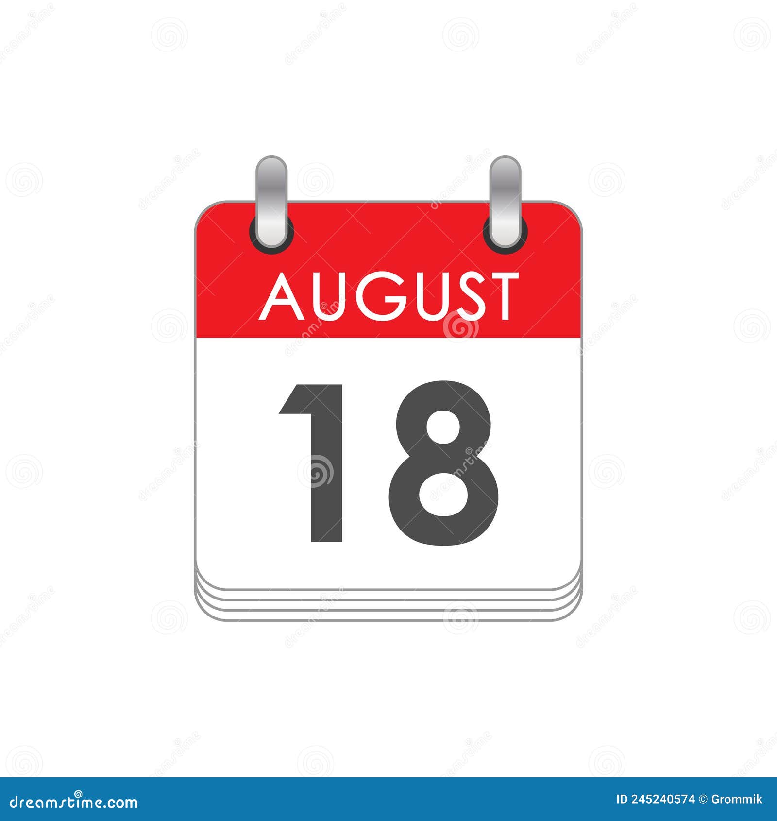 August 18. a Leaf of the Flip Calendar with the Date of August 18 Stock ...