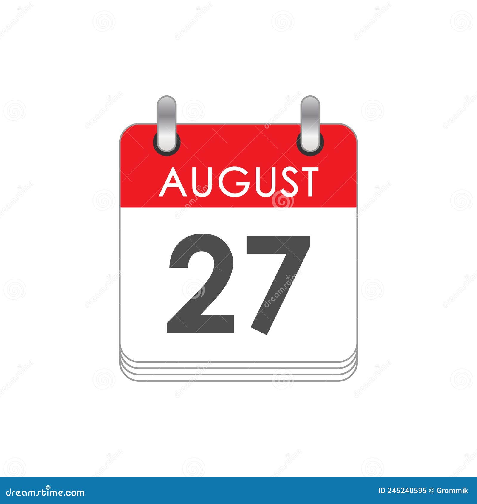 August 27. a Leaf of the Flip Calendar with the Date of August 27 Stock ...