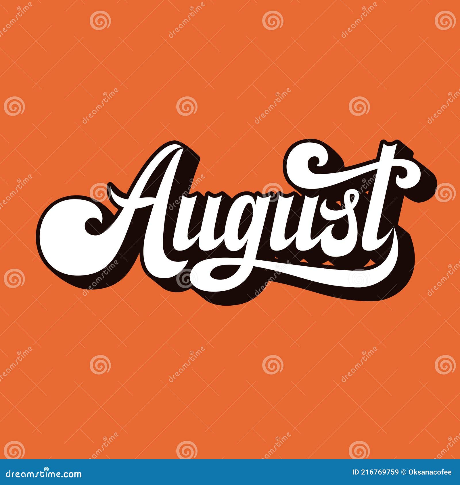 August. Lettering. Volumetric Letters. Hand Made Inscription. Stock ...