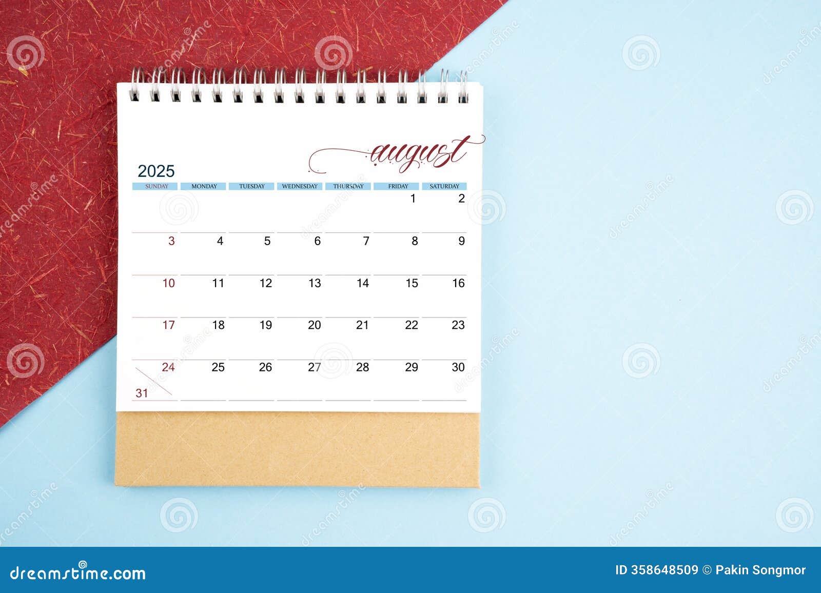 A August 2025 Calendar Template On White Paper Background Royalty-Free ...