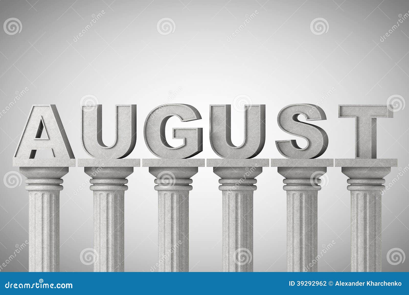 August Month Sign on a Classic Columns Stock Illustration ...