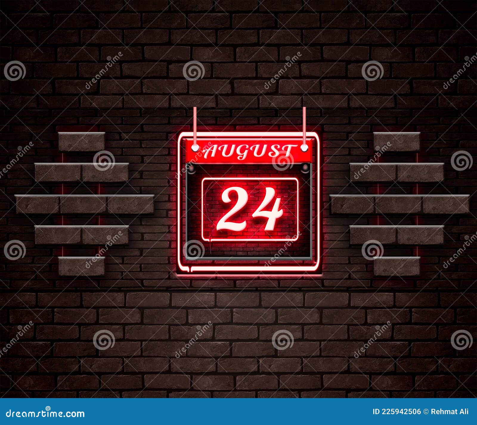 24 August, Monthly Calendar on Bricks Background Stock Illustration ...