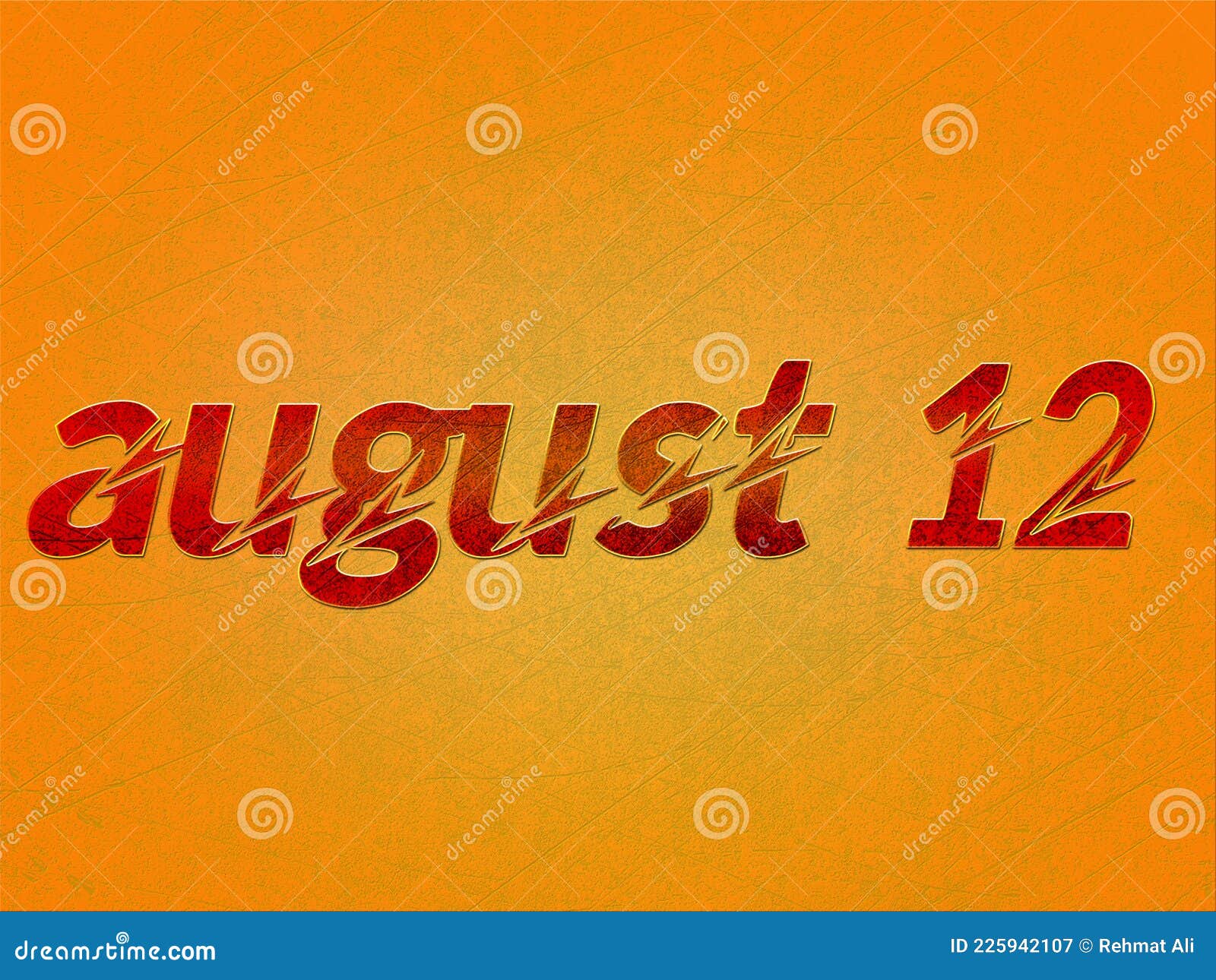 12 August, Monthly Calendar on Yellow Background Stock Illustration ...