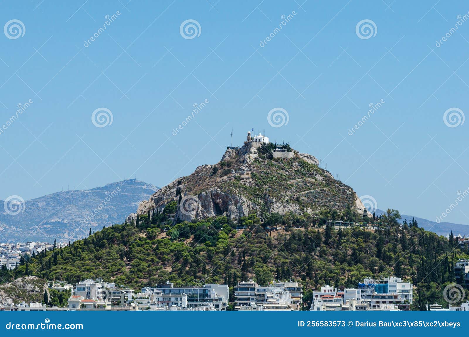 The Mount Lycabettus in Athens Seen from the Acropolis Stock Image ...