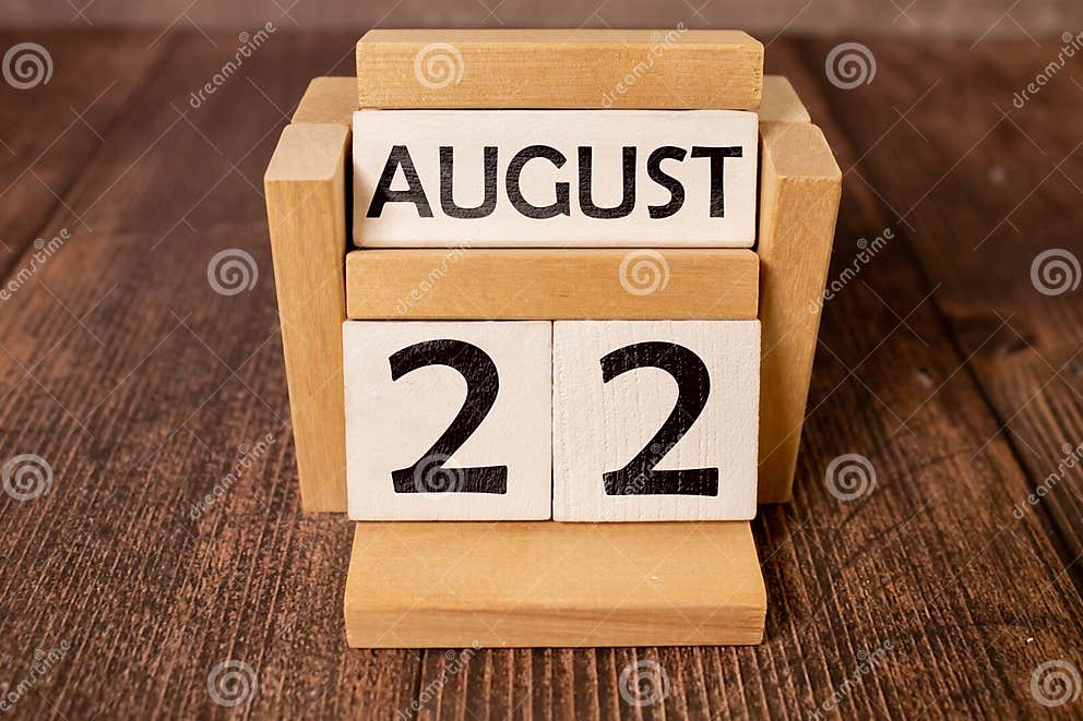 August 22nd. Image of August 22, Calendar on Yellow Background with ...